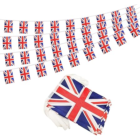 Amazon.com : 50 Feet UK United Kingdom Banner Flag String, UK Mini Flag ...