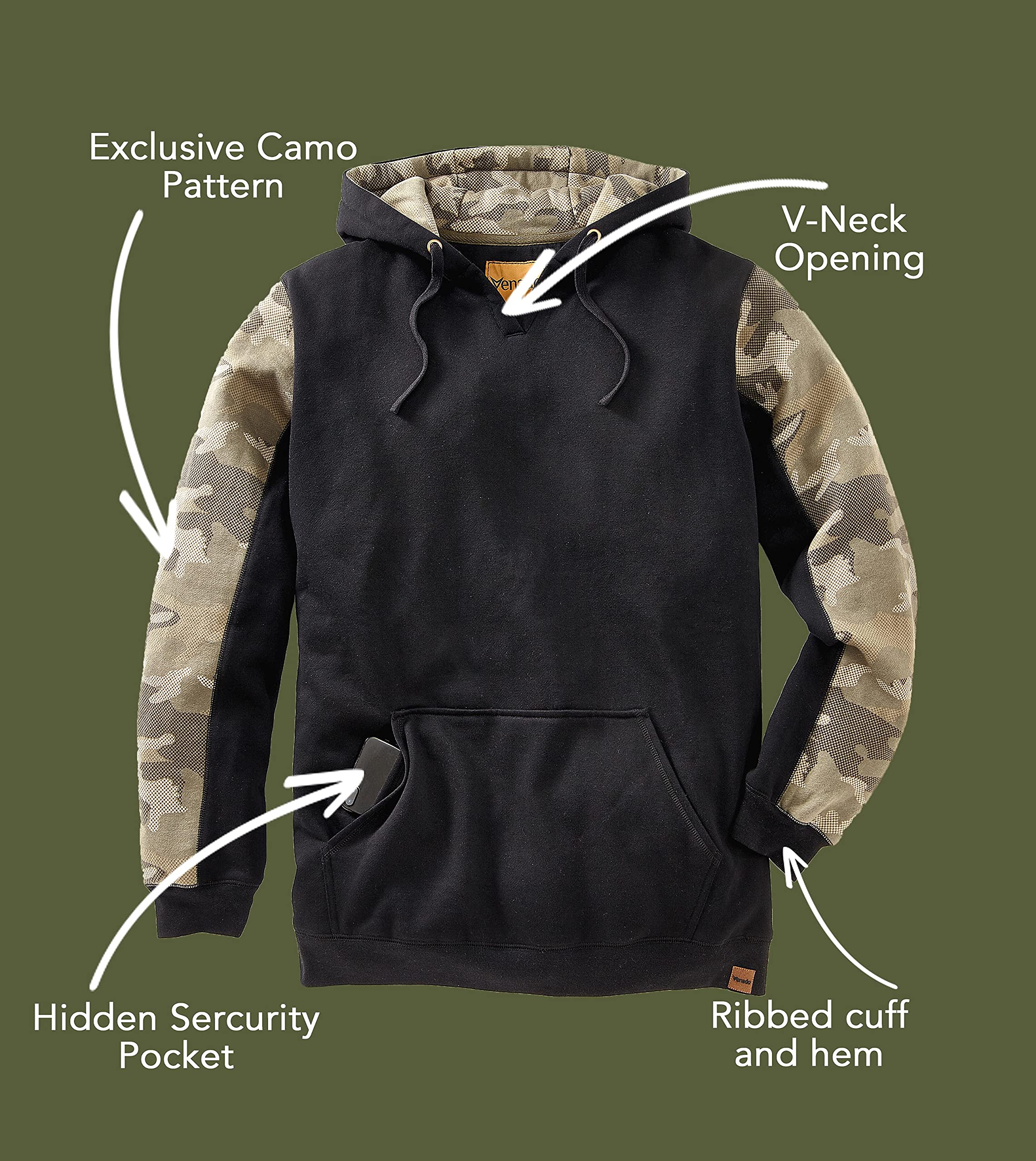Snapklik.com : Venado Camo Hoodie For Men - Outdoor Recreation Clothing