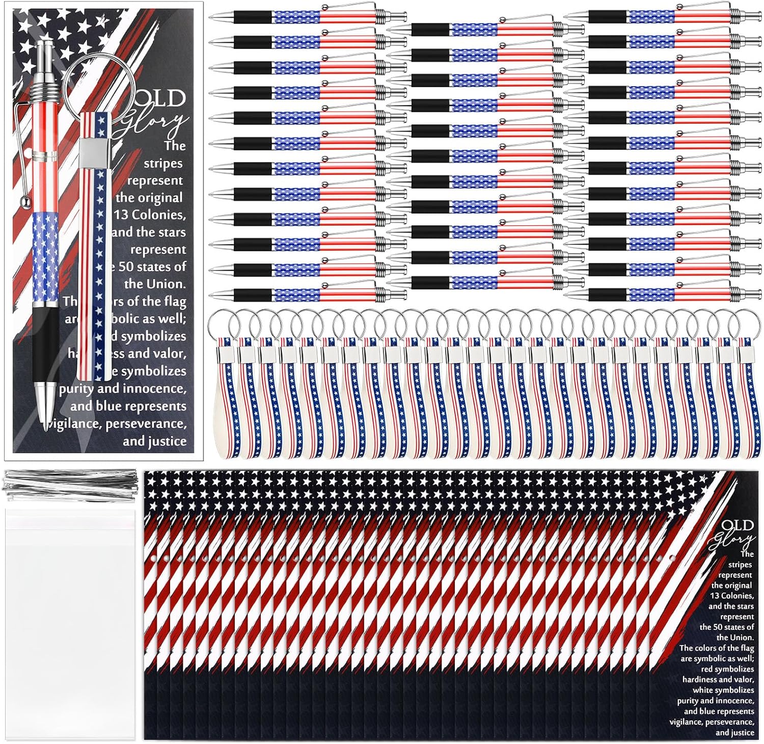 Amazon.com : Sayglossy 120 Pcs Patriotic Party Favor Bulk American Flag ...