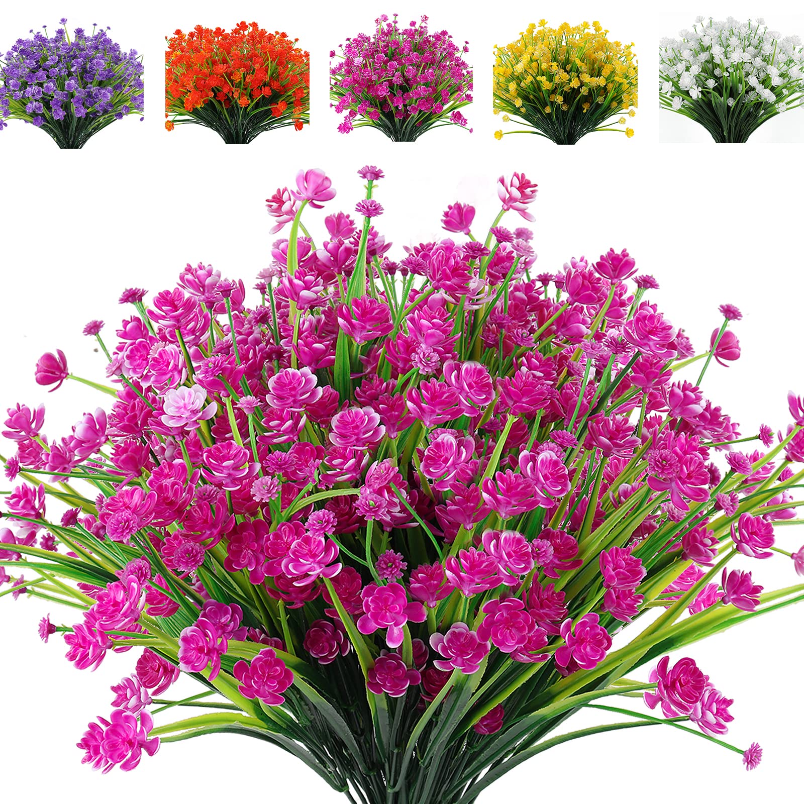 Amazon.com: RECUTMS 12 Bundles Artificial Flowers Outdoor UV Resistant ...
