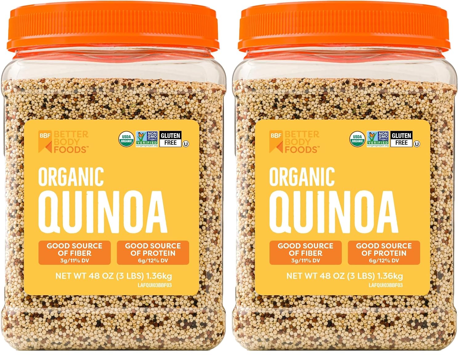 Amazon.com : BetterBody Foods Organic Quinoa, 3 Lb (Pack of 2 ...