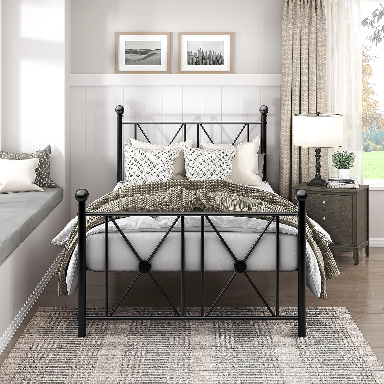 Amazon.com: Lexicon Zavien Metal Platform Bed, Twin, Black : Everything ...