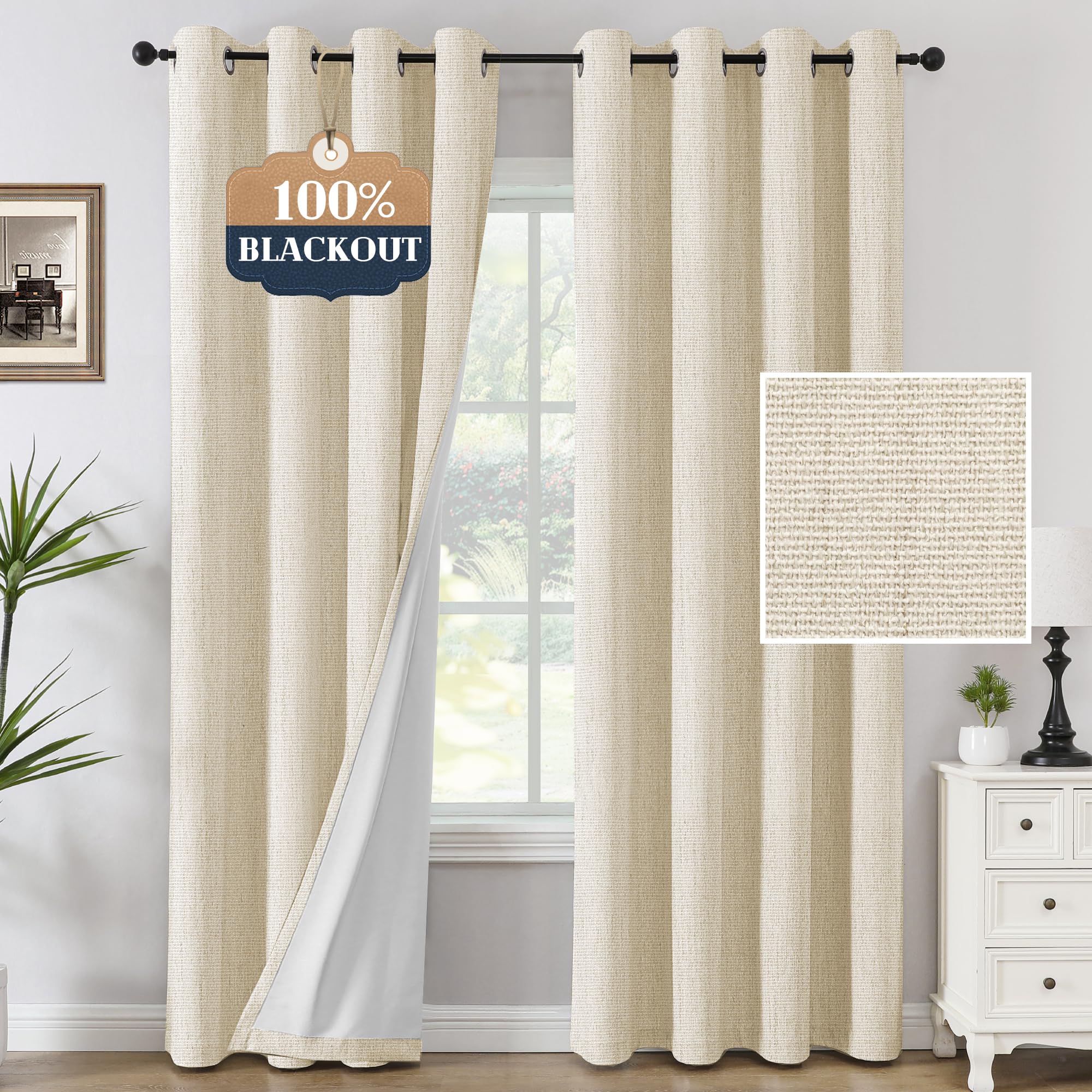Amazon.com: H.VERSAILTEX 100% Blackout Curtains Linen Textured Chenille ...