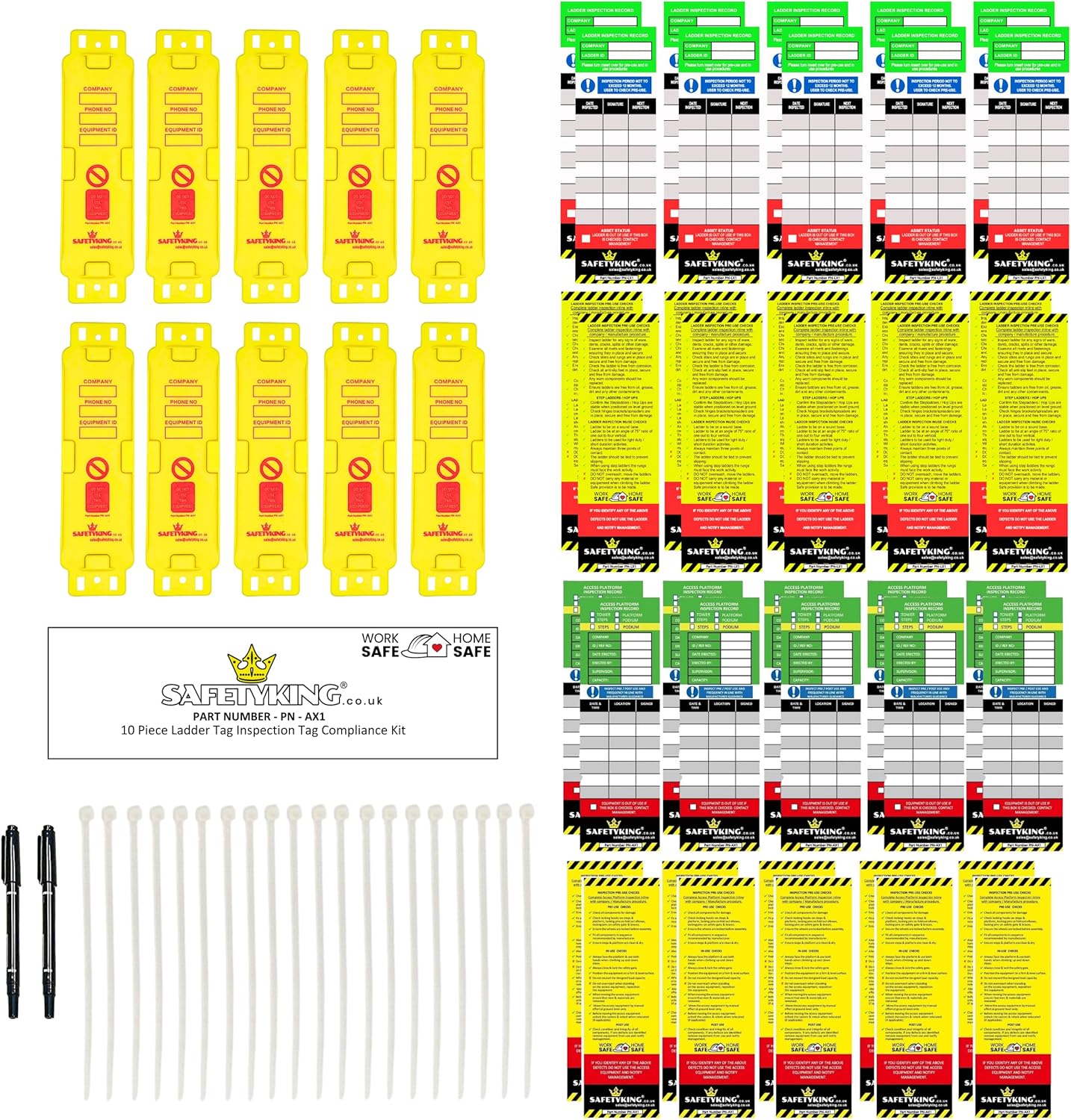 SAFETYKING® Ladder Tags 10 Holders 40 Inserts | Access Inspection Tag ...