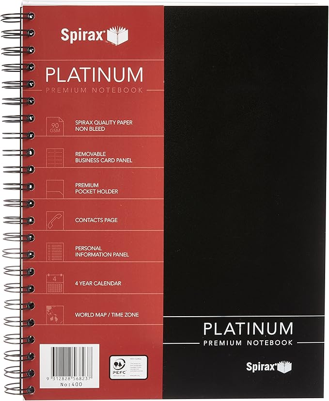Spirax 400 Platinum Notebook A4 200 Page Black : Amazon.com.au: Stationery & Office Products