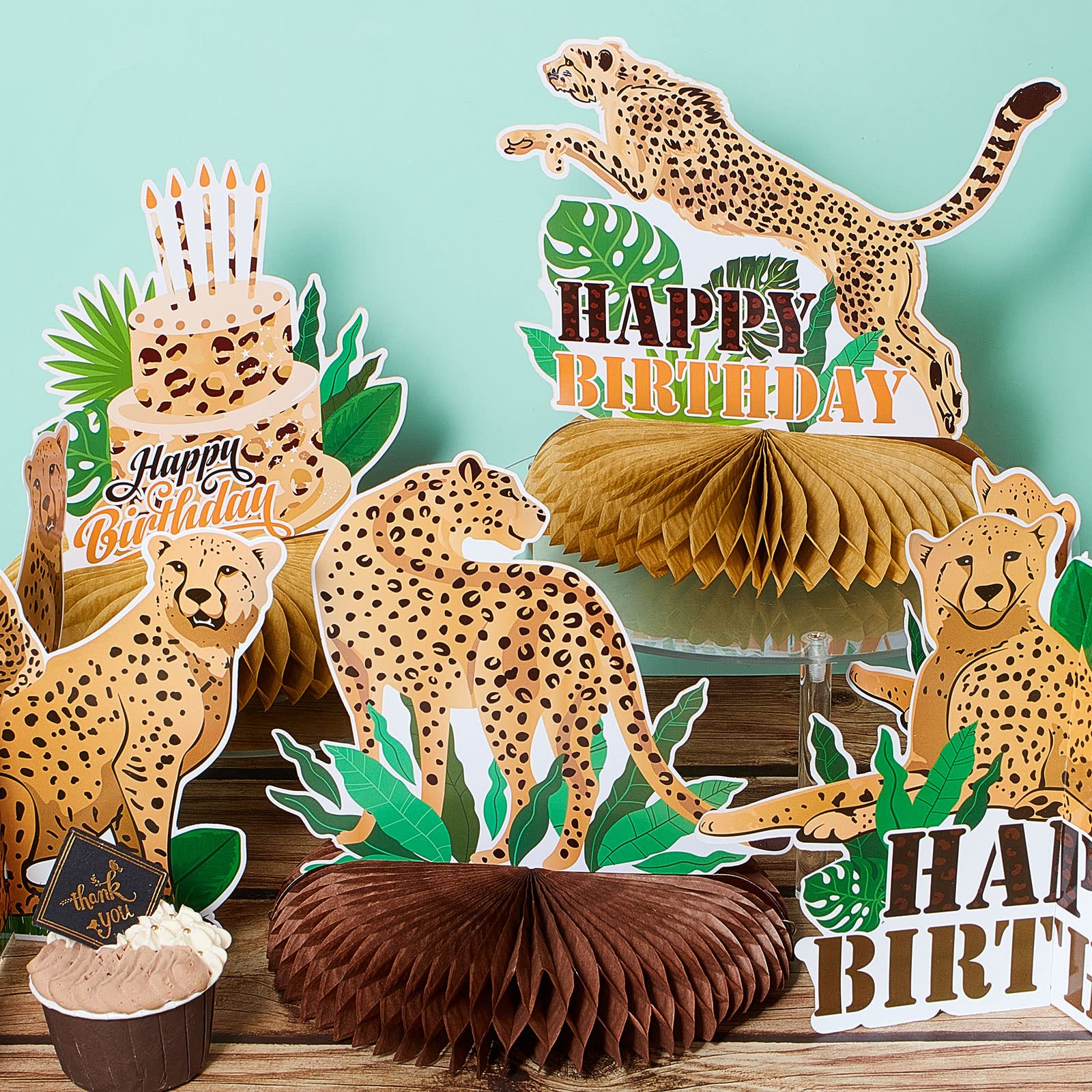 Snapklik.com : 10 Pcs Cheetah Birthday Favors Leopard Table Centerpiece ...