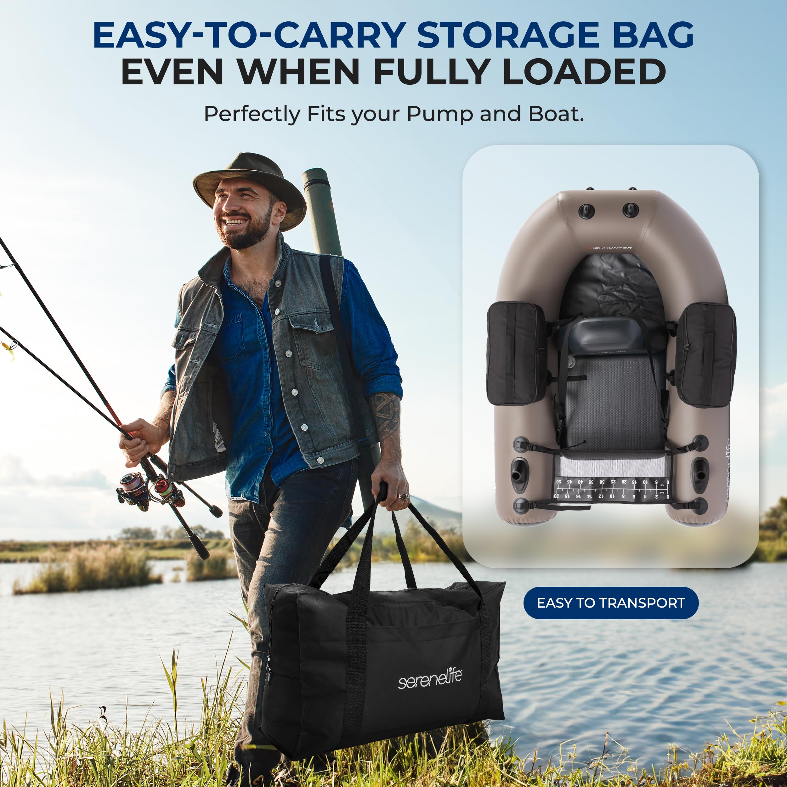 Snapklik.com : Serenelife Inflatable Fishing Float Tube PVC Belly Boat ...