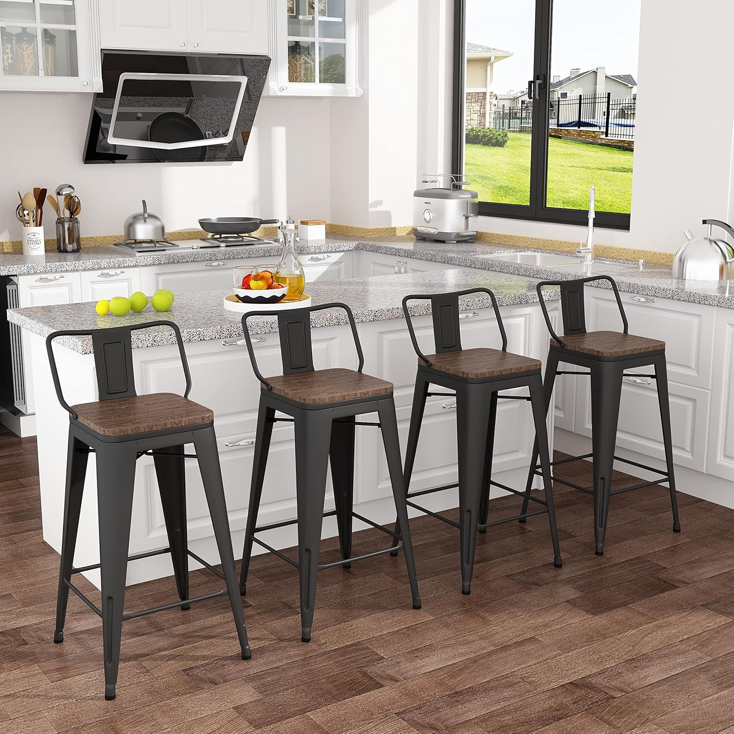 Amazon.com: Tongli 30" Metal Bar Stools Set of 4 Counter Stool Kitchen ...