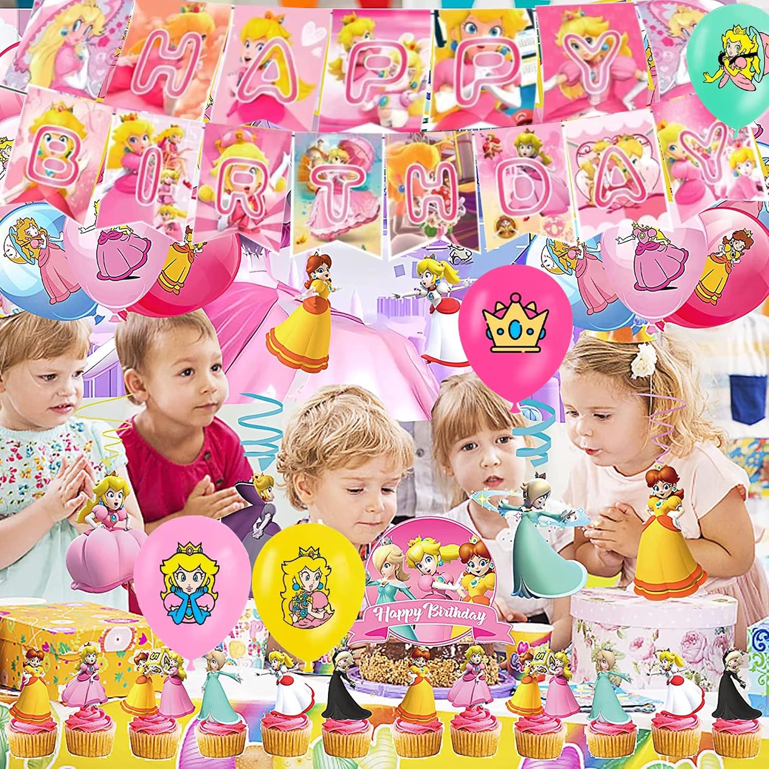 Princess peach birthday party decoration Princess Daisy theme party ...