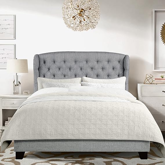Amazon.com: Rosevera Torrey Wingback Platform Bed/Tufted Headboard ...