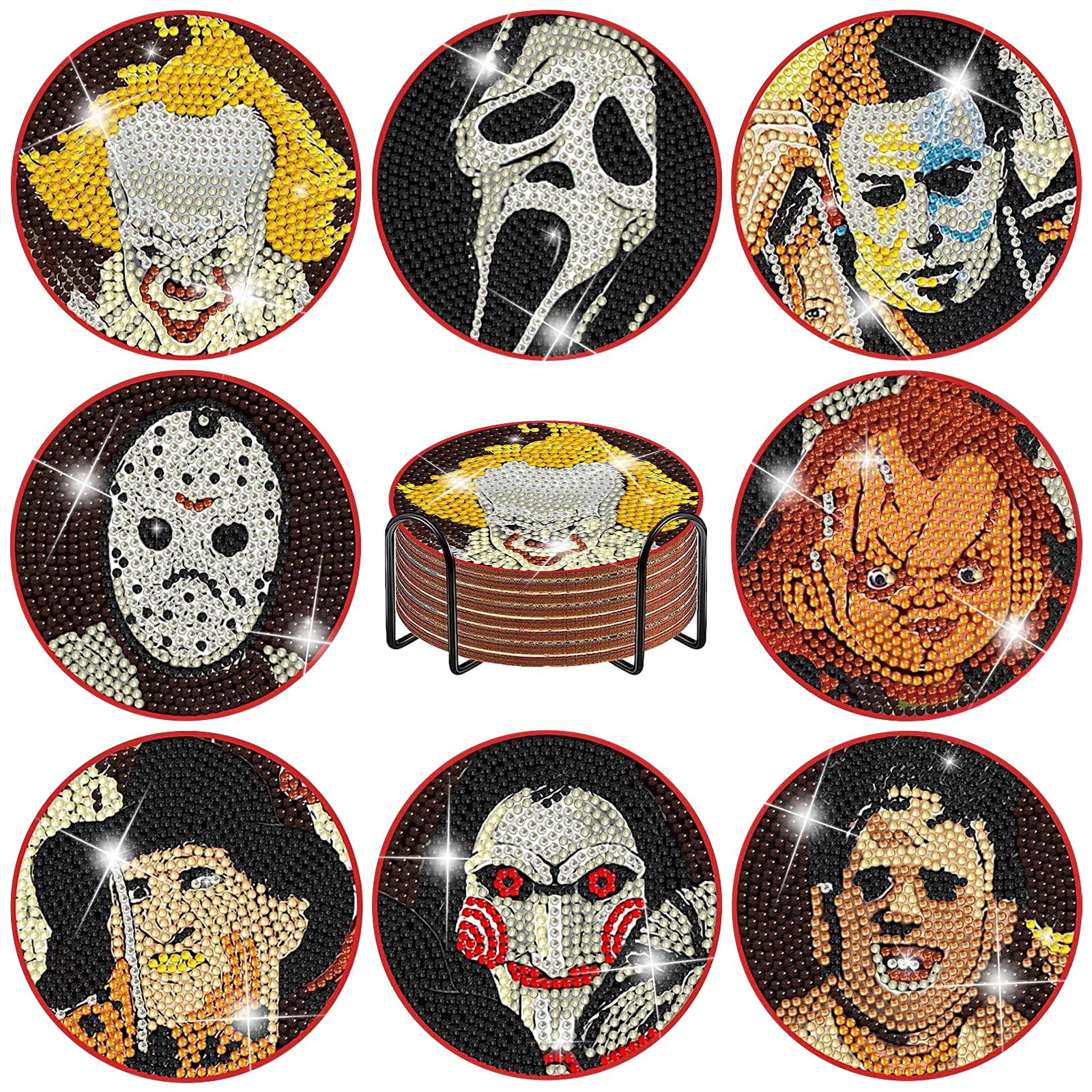 Lukinuo 8pcs Diamond Painting Coasters Kit with Holder Cork Base DIY ...