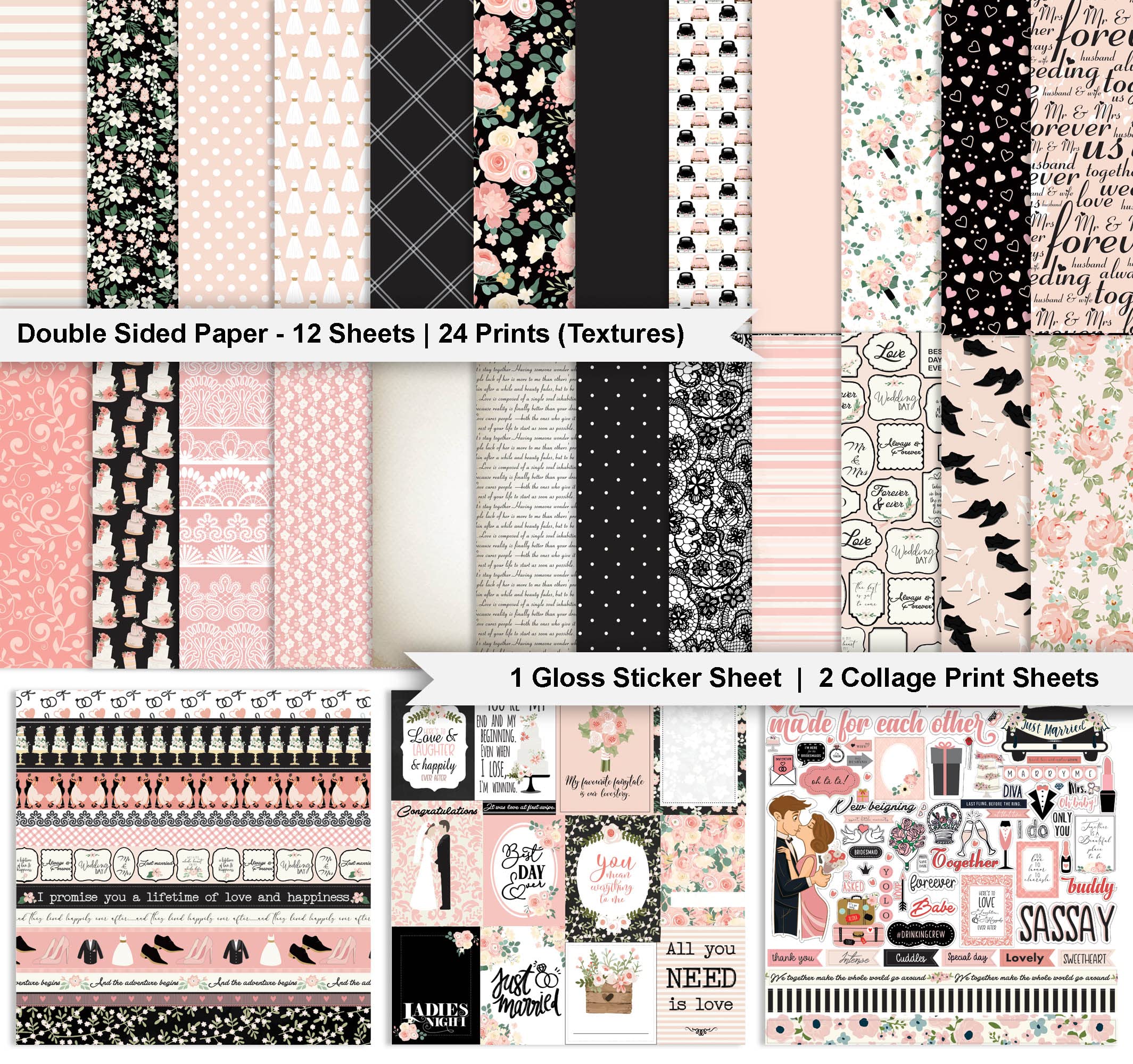 Wedding Scrapbook Paper Packs Dayka Wedding 12x12" Scrapbooking Paper