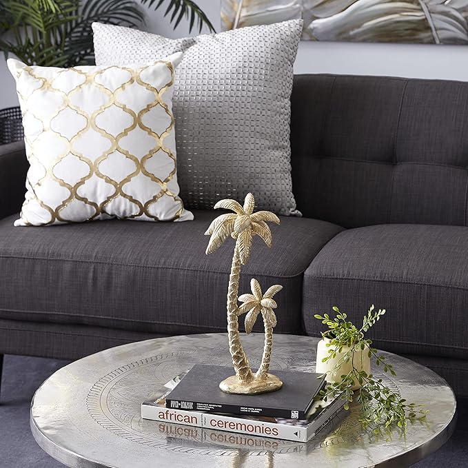 Amazon.com: Deco 79 Polyresin Tree Palm Sculpture, 7" x 5" x 16", Gold ...