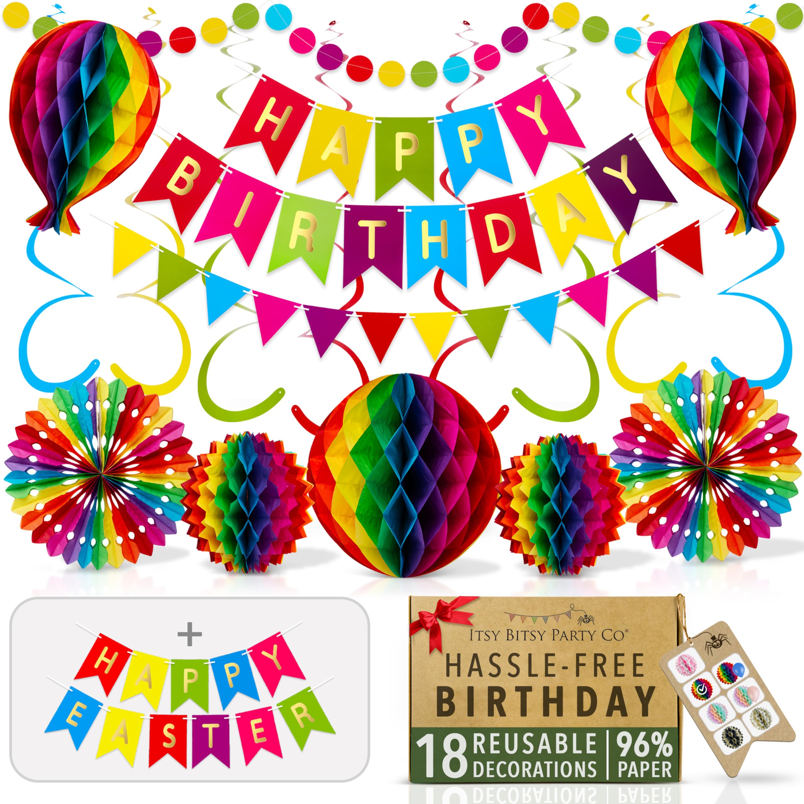 Premium Reusable Birthday Party Decorations - Rainbow Birthday ...