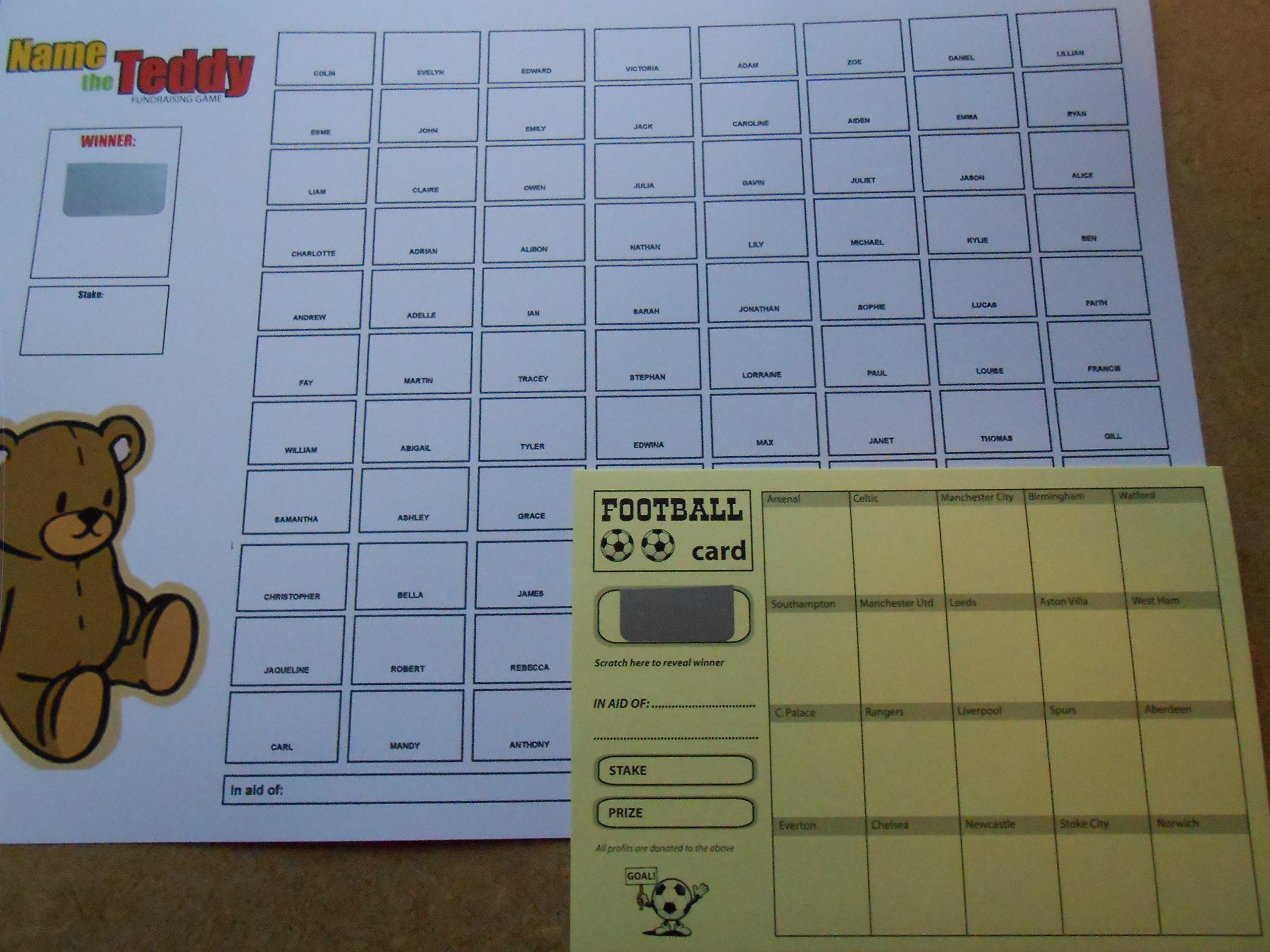 Name The Teddy Scratch Card Bear Fundraising School fete fair Card ...