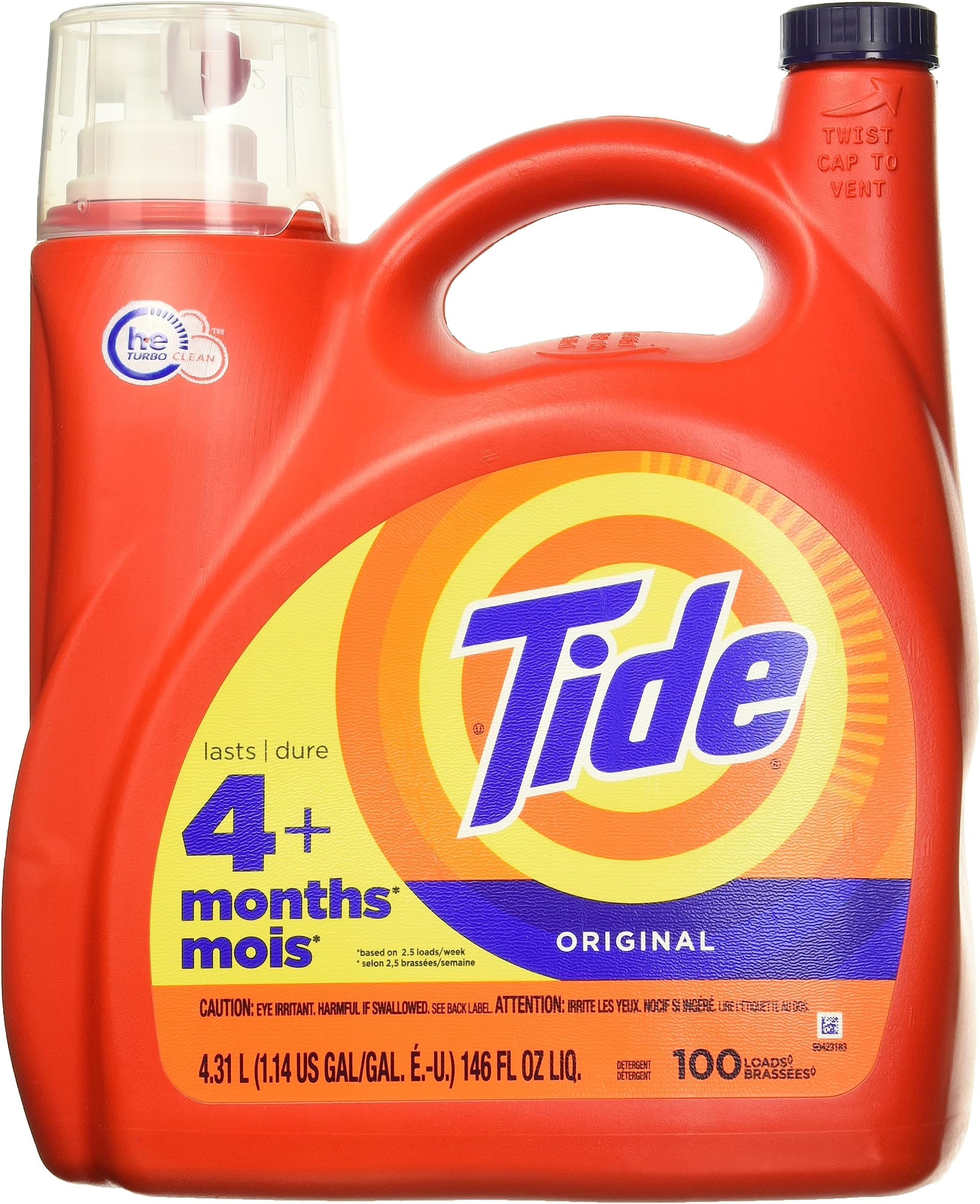 Amazon.com: Tide He Laundry Detergent, Original Scent, 100 Loads, 146 ...