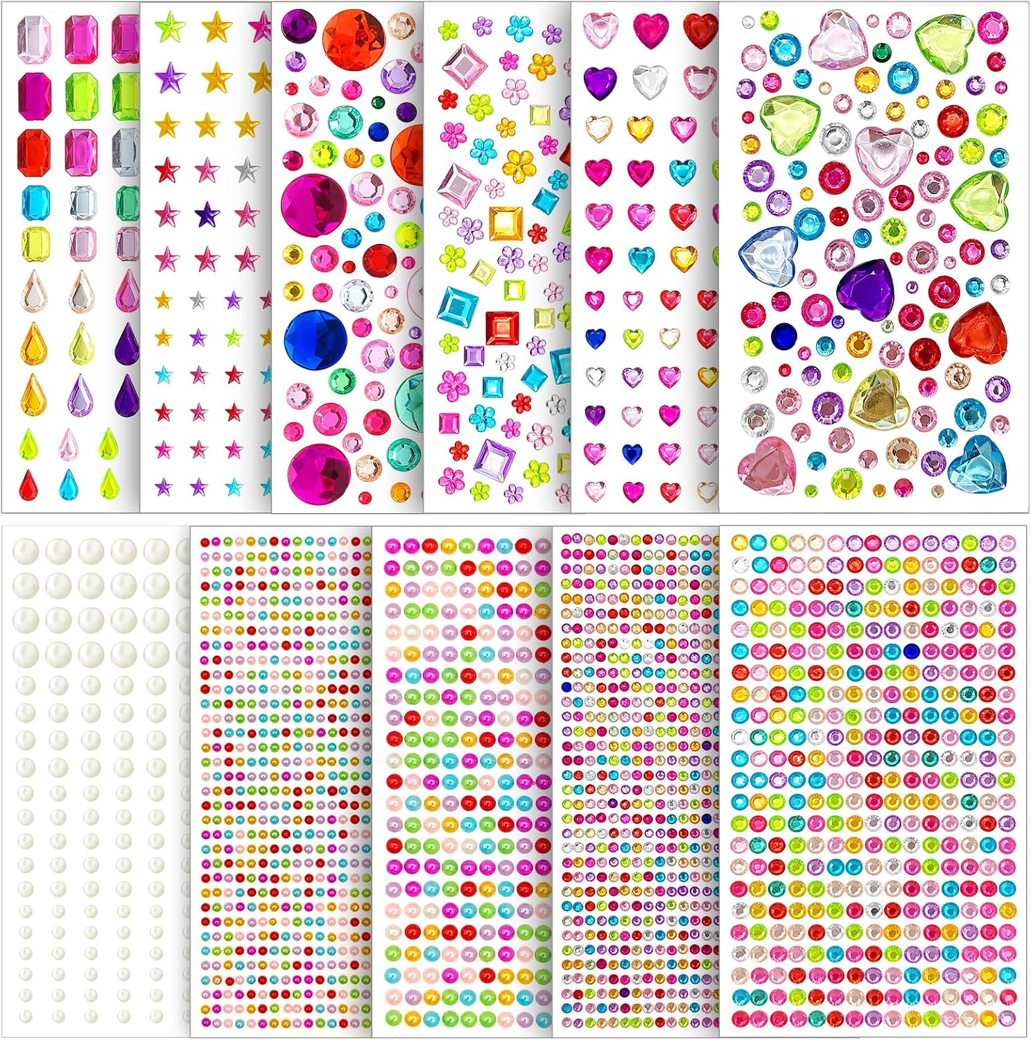 Obidodi 3034pcs Gem Stickers, Stick On Gems for Crafting, Kids ...