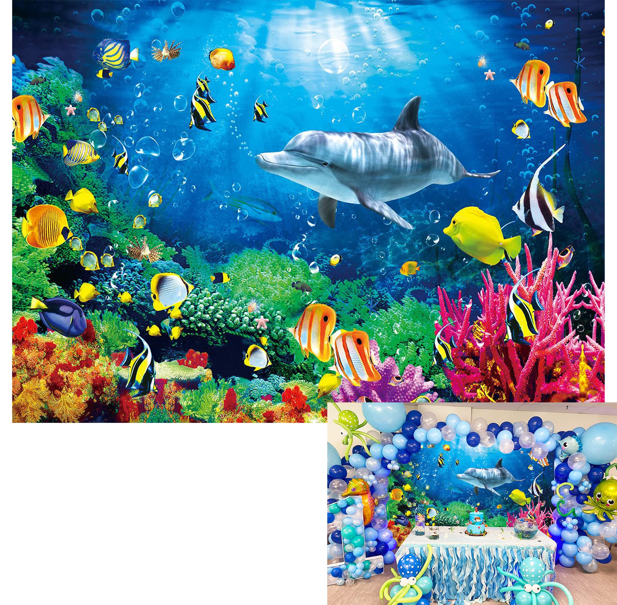 Amazon.com : BINQOO 7x5ft Ocean Dolphins Backdrop Under The Sea Whale ...