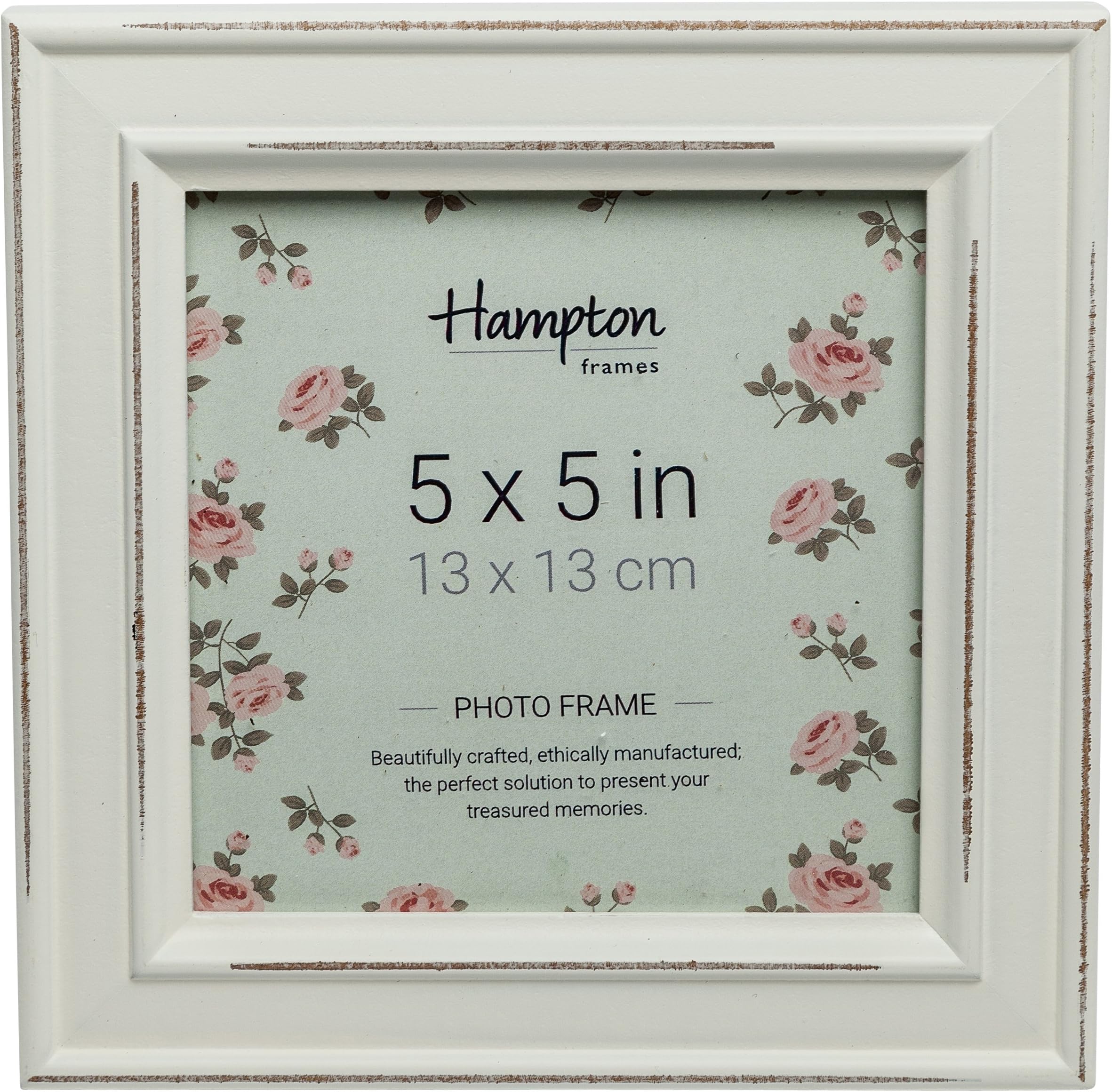Hampton Frames PALOMA Distressed Square Picture Photo Frame White 5x5 ...