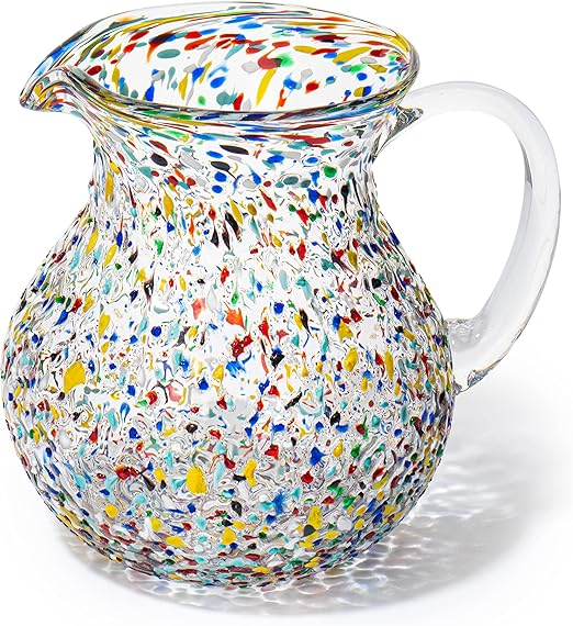 Amazon.com: Hand Blown Mexican Glass Pitcher – Confetti Rock Design 70 ...