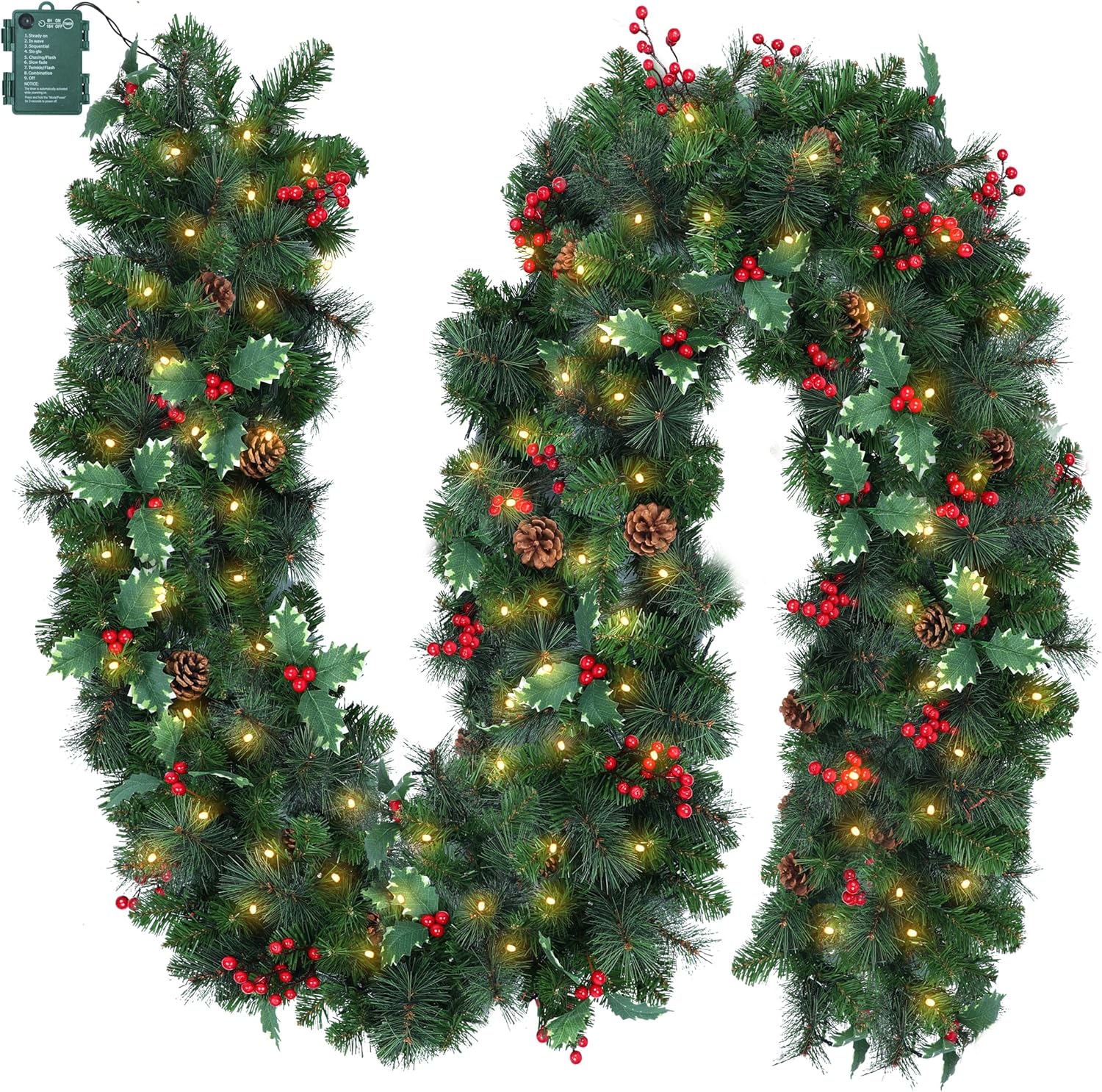 Amazon.com: Brightown Pre-lit Christmas Garland with Lights, 9Ft 100LED ...