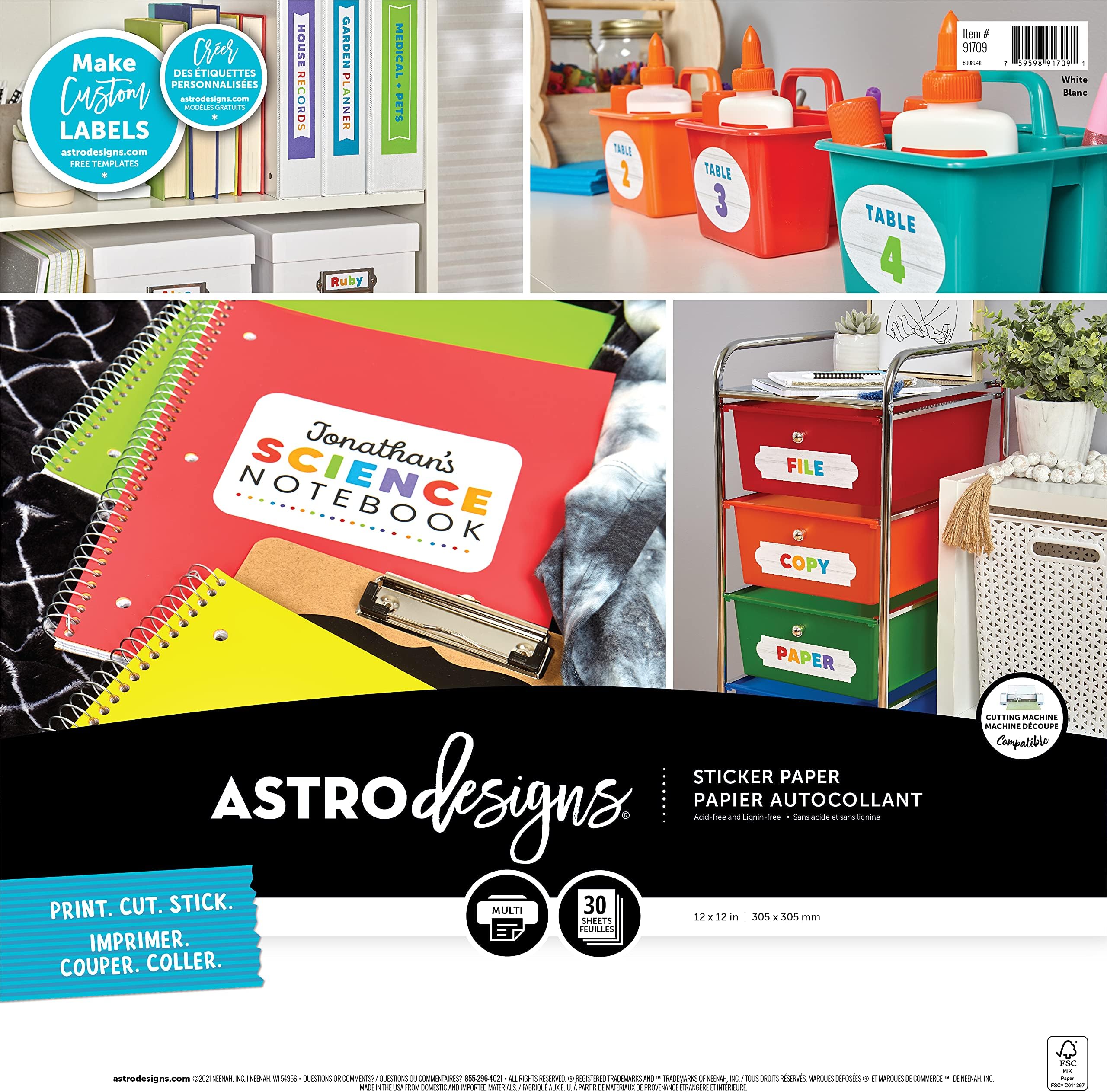 Amazon.com : Astrodesigns Sticker Paper, 12" x 12", Fully Adhesive Back ...