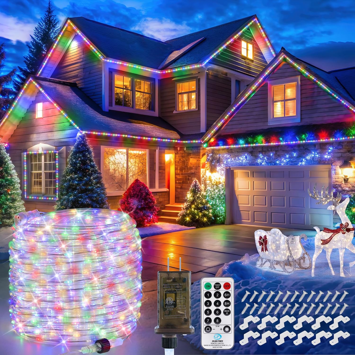 OMIKA Connectable 66ft 800LED Rope Lights for Outside, Multicolor LED ...