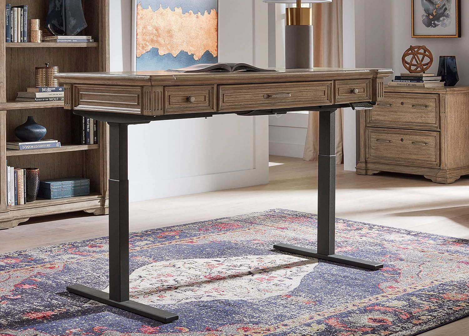 Amazon.com: Martin Furniture Traditional Wood Electronic Sit Stand Desk ...