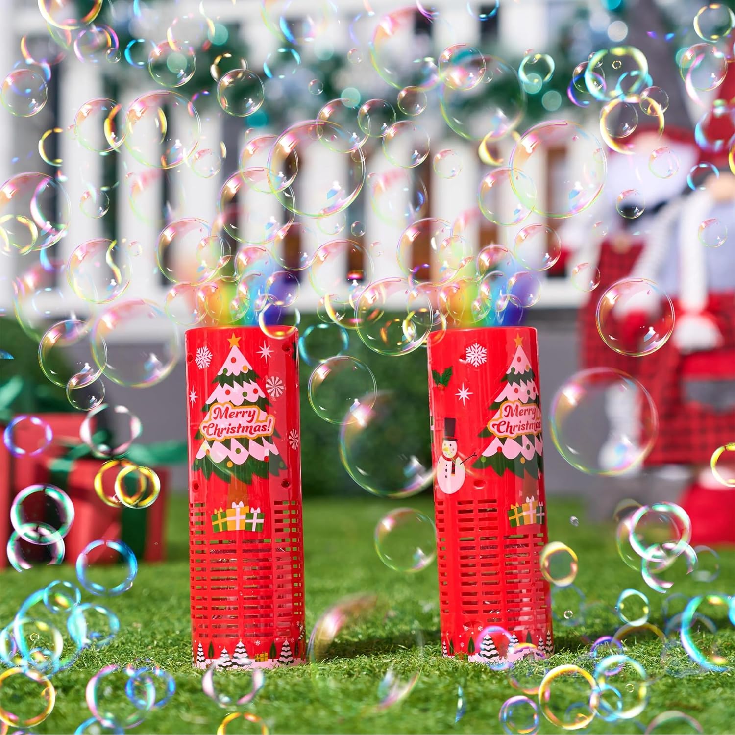 Amazon.com: JOYIN 2 PCS Christmas Light Up Bubble Machine Toys, Glowing ...