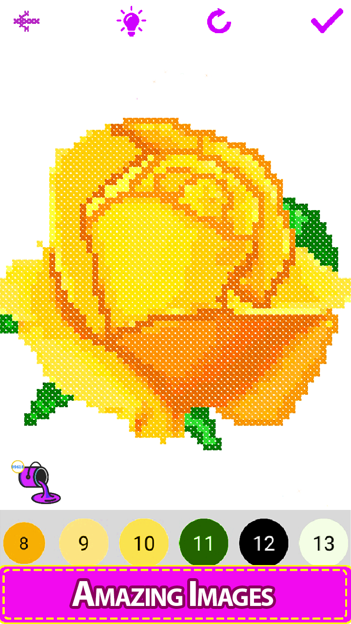 Flowers Cross Stitch - Paint by Number, Pixel Art , Sandbox Coloring ...