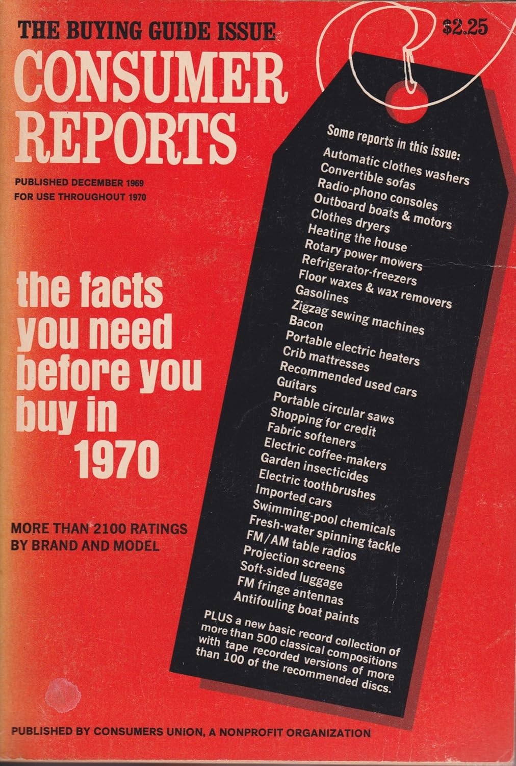 Consumer Reports, the Buying Guide Issue for 1970 (The Buying guide ...