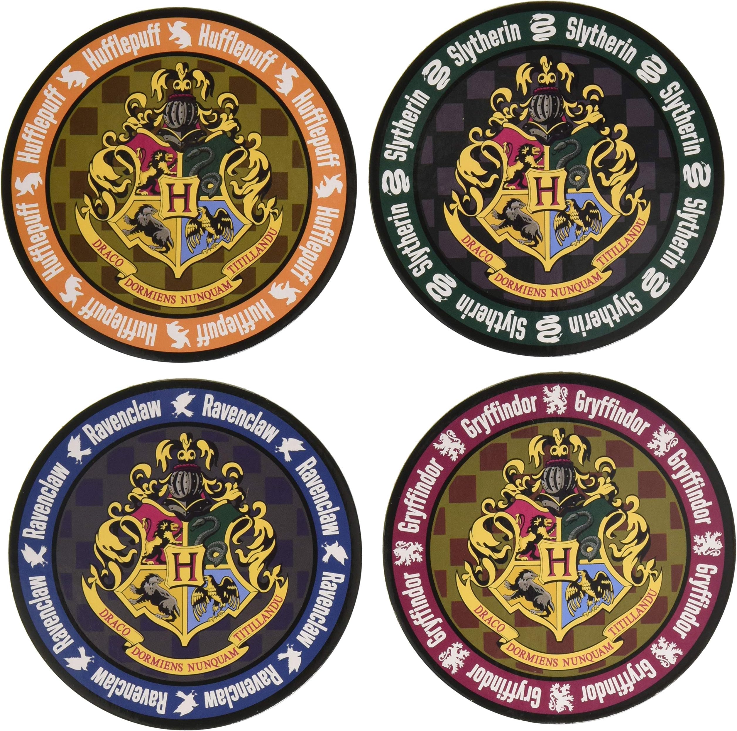 Amazon.com: Silver Buffalo Harry Potter Hogwarts Houses 4-Piece Glass ...