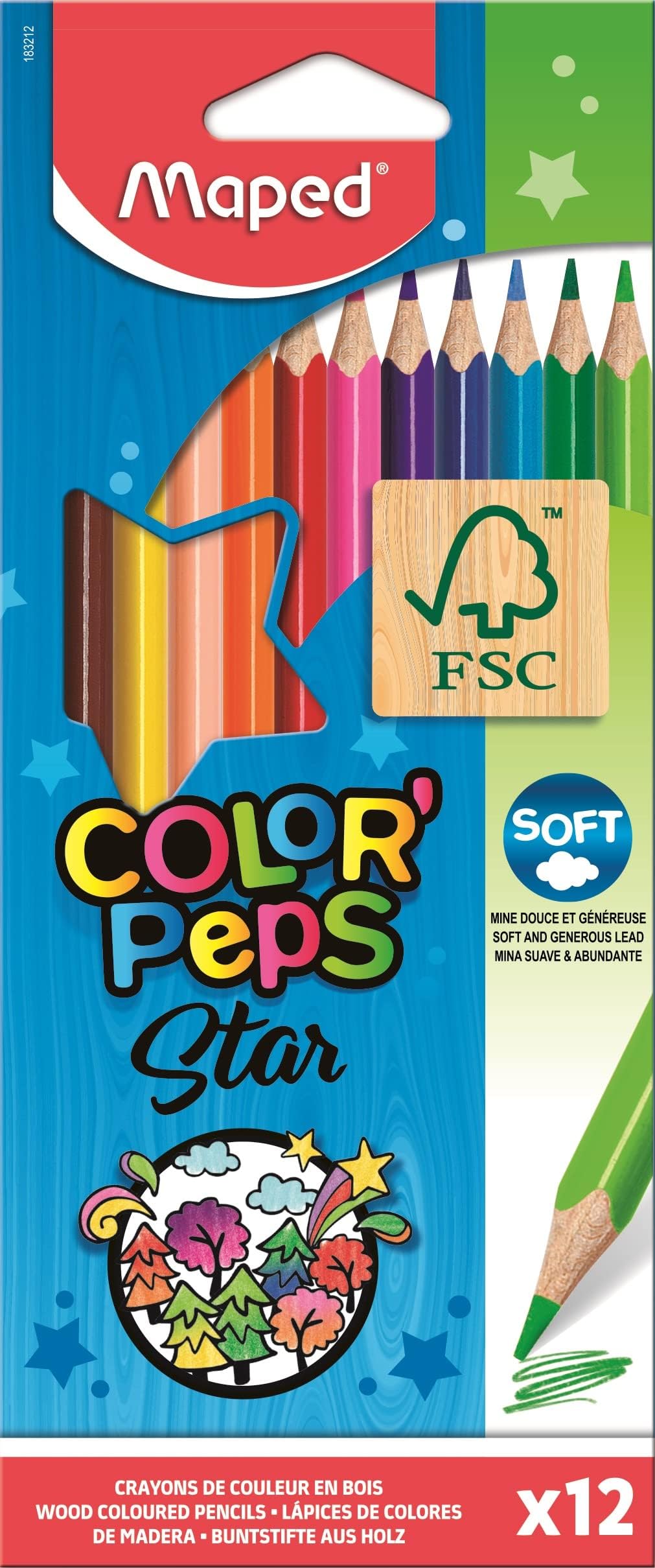 Maped - Crayons de Couleur Color'Peps Pastels en Bois - 12 Couleurs ...