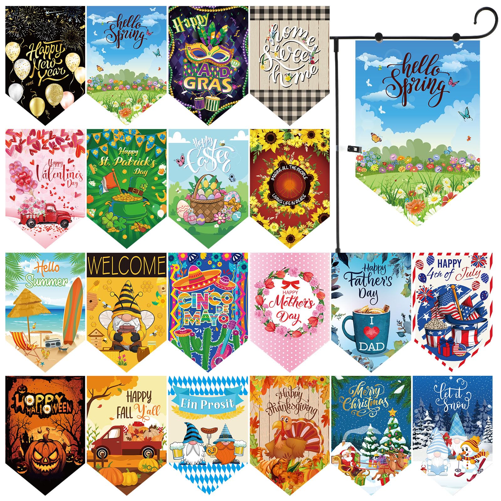 Amazon.com : VitalCozy 20 Pieces Seasonal Garden Flags Set Holiday ...