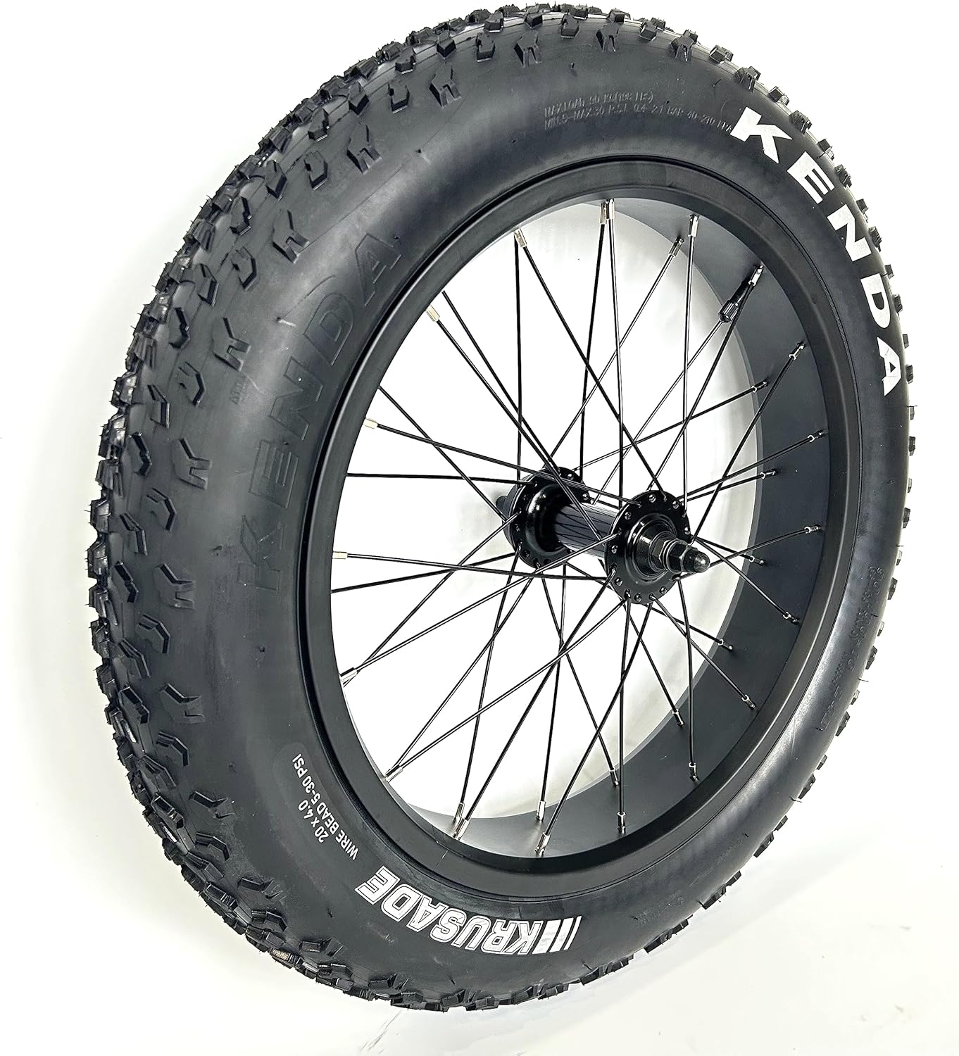 Fat Bike Front Wheel 20''x4.0 Assembly with Tyre and Hub and Spokes Black Alloy Aluminum Snow ...