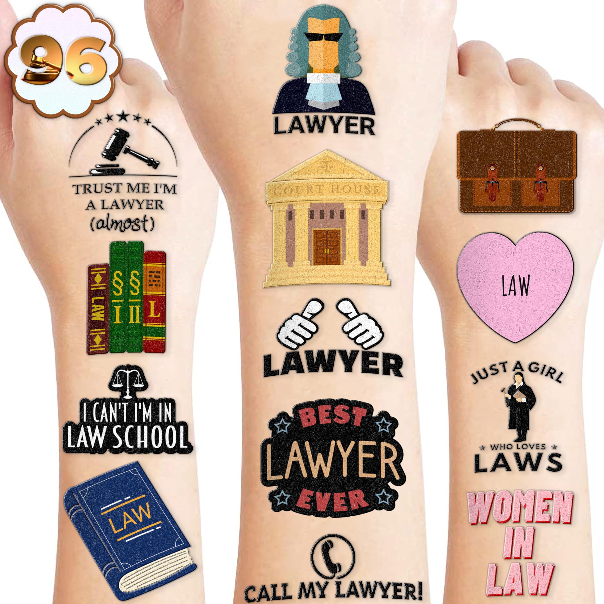 Amazon.com : (96 PCS) Future Best Lawyer Law School Justice Temporary ...
