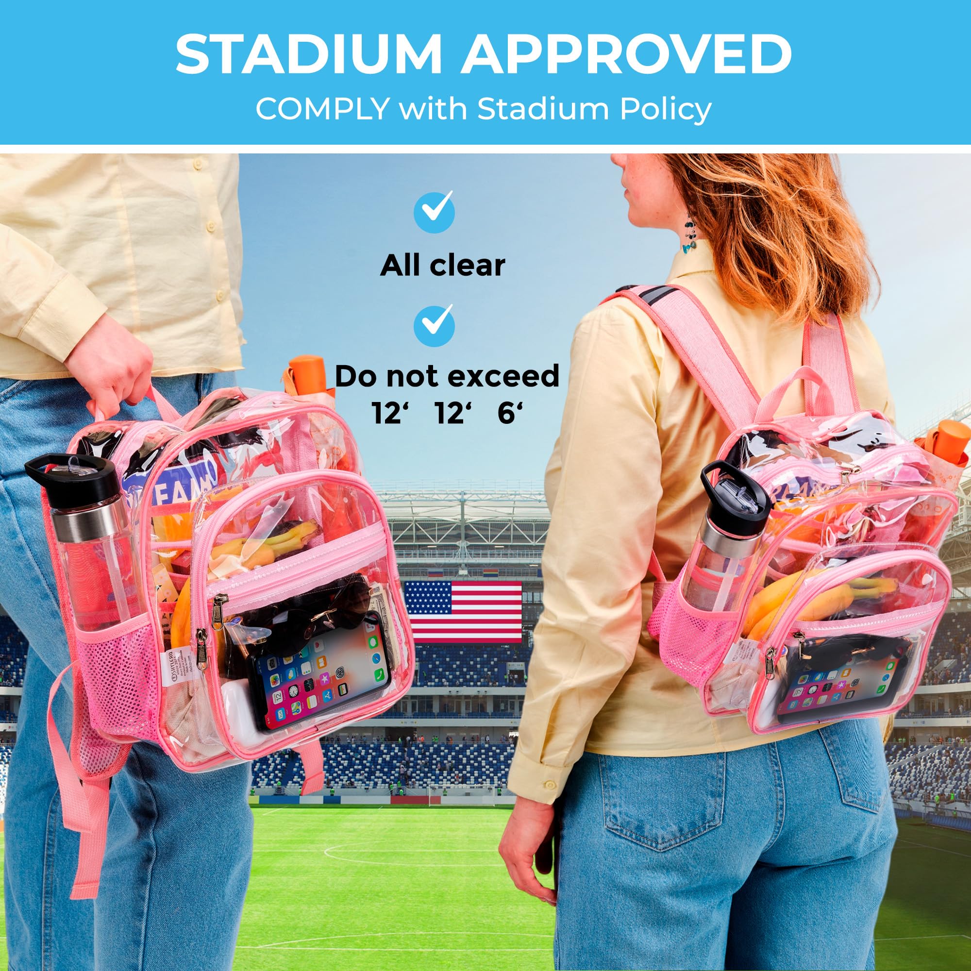 Snapklik.com : SHYLERO Clear Backpack Stadium Approved - Clear PVC Bag ...