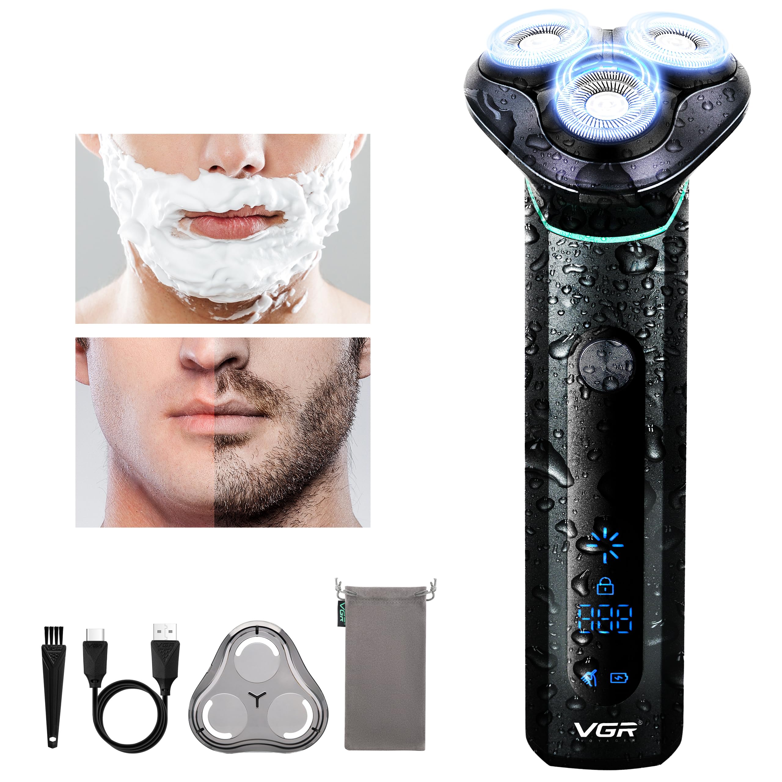 VGR Electric Rotary Shaver Men - IPX7 Waterproof - Cordless ...