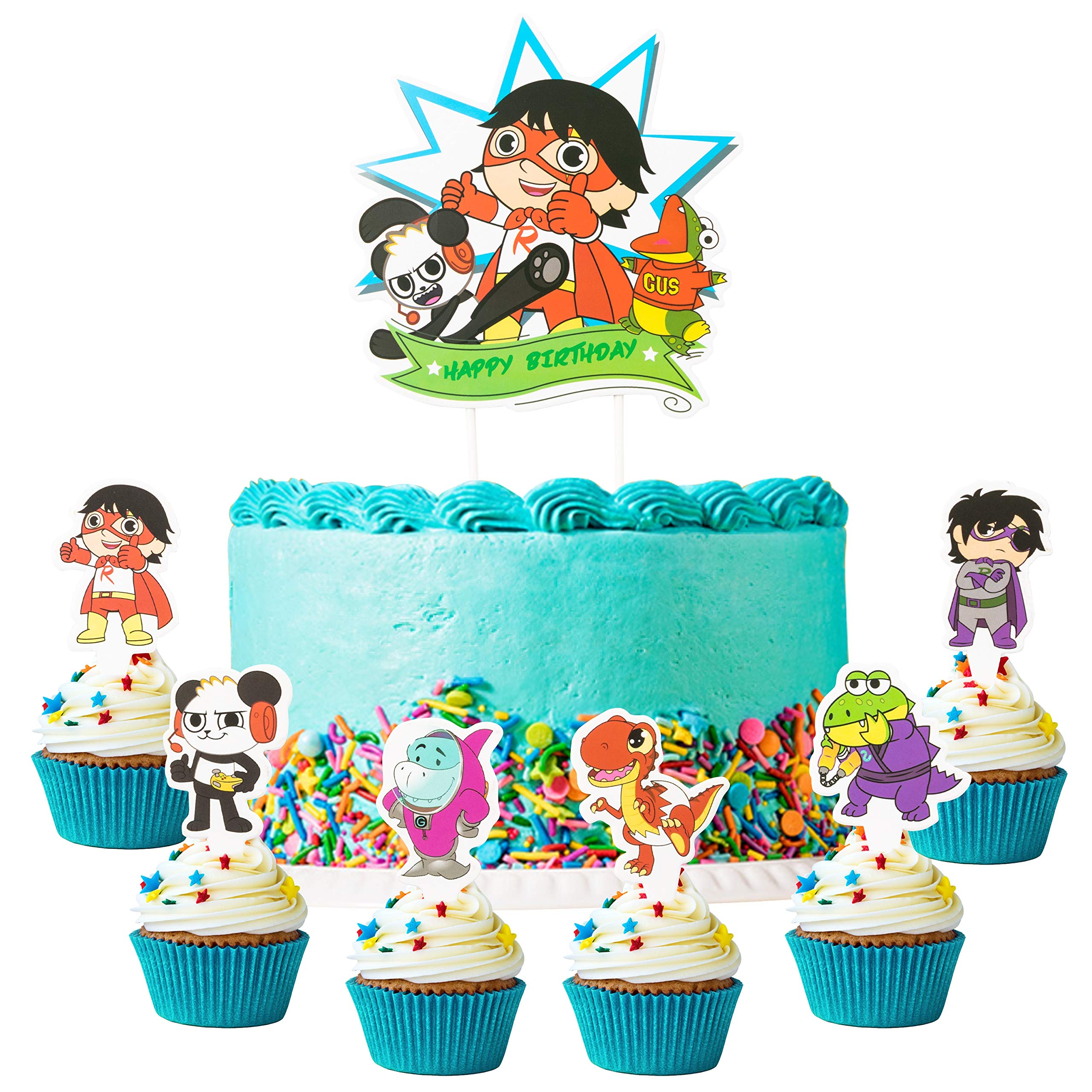 Buy HAOORYX 25Pcs Ryan Happy Birthday Cake Topper Decorations Cupcake ...