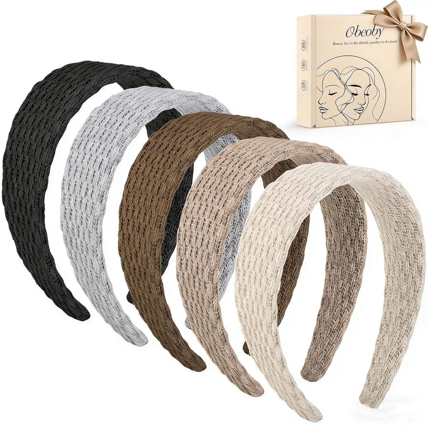 Amazon.com : obeoby 5Pack Wide Headbands for Women, 1.57 inch Trendy ...