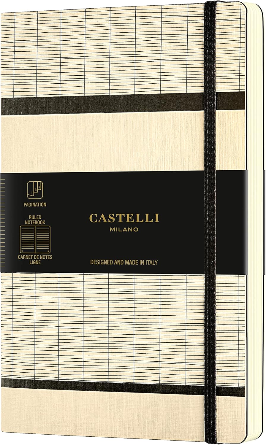 Castelli Milano TATAMI White milk Notebook 13x21 cm Striped Page ...