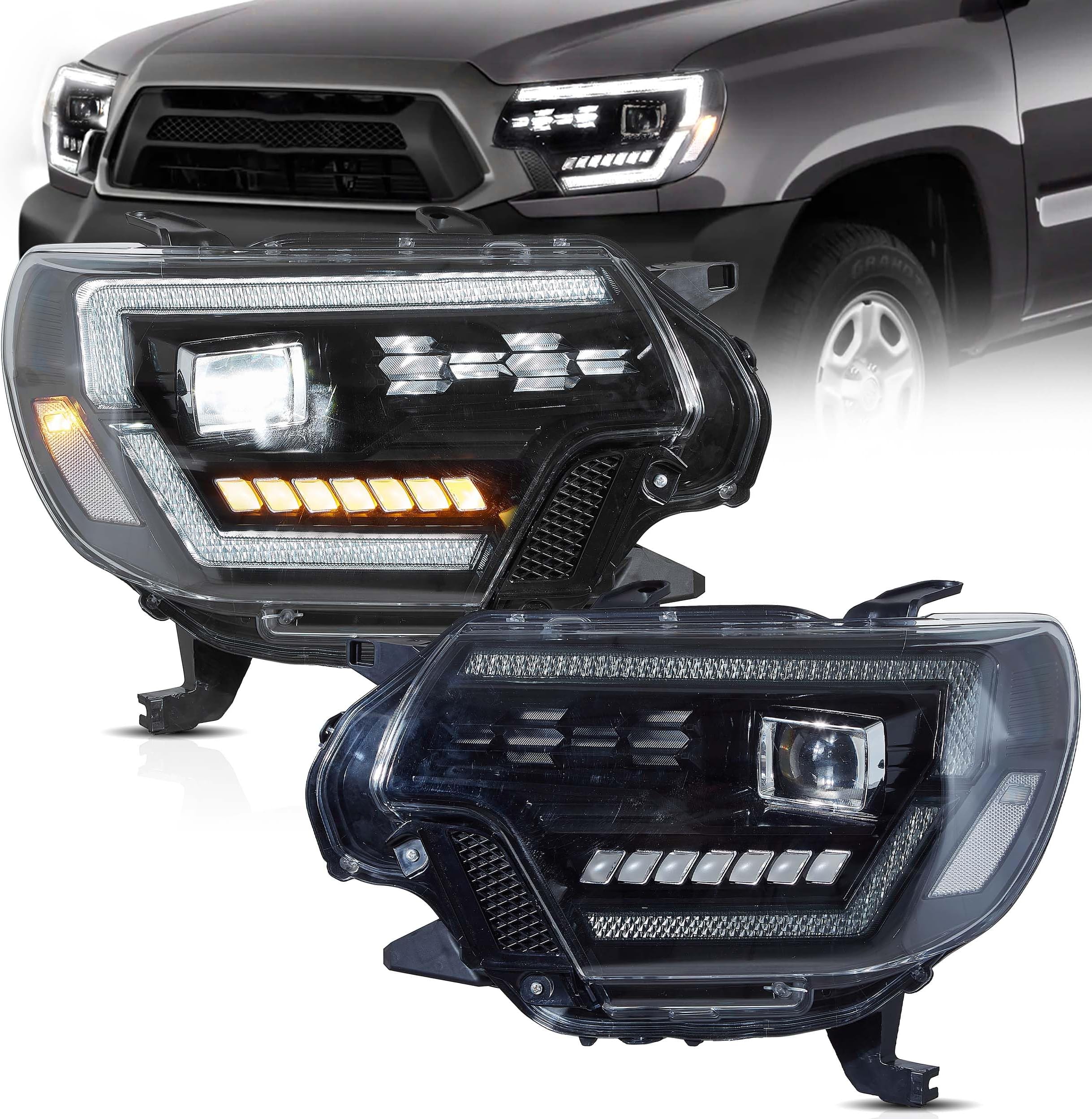 Amazon.com: VLAND LED Dual Beam Projector Headlights Assembly for 2012 ...