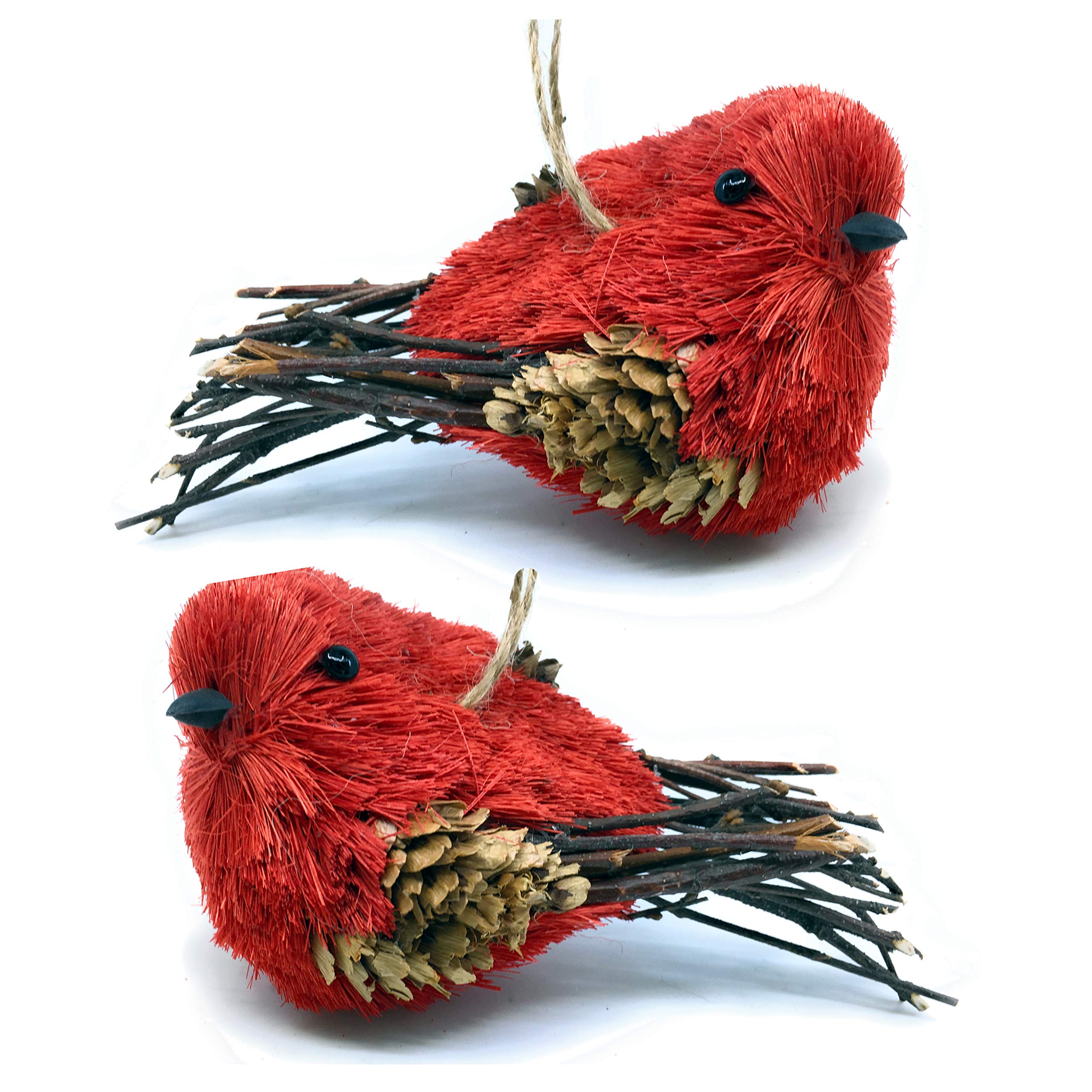 Amazon.com: Red Cardinal Sisal Bird Ornaments Christmas Tree ...