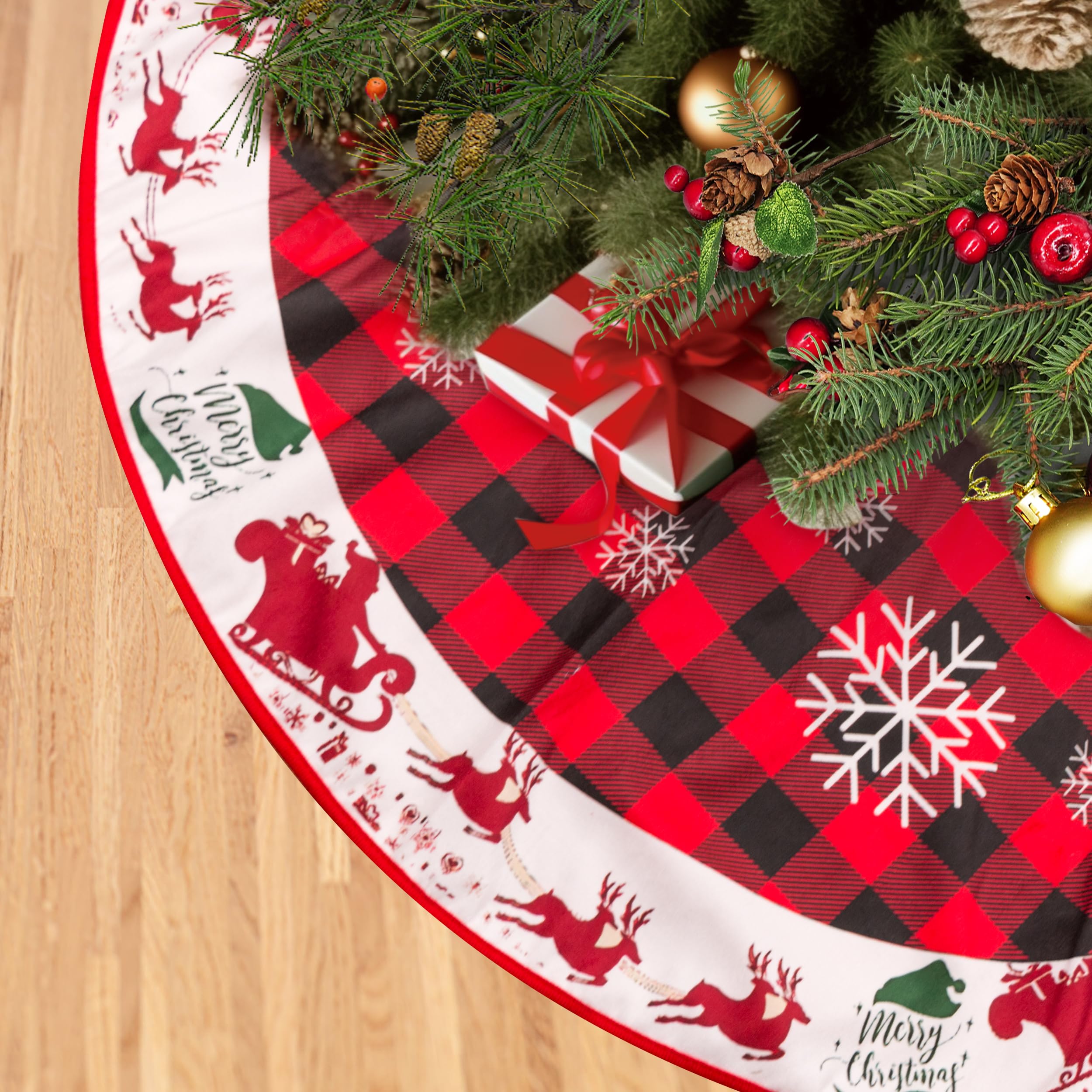 Amazon.com: UNIMEIX 36 Inch Christmas Tree Skirt Red and Green Xmas ...
