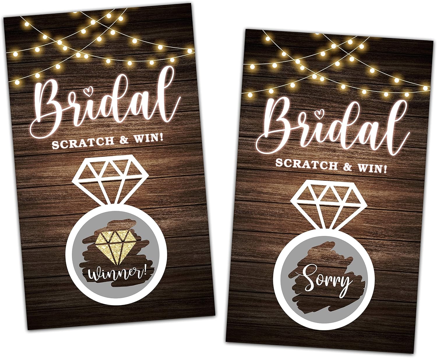 Amazon.com: Bridal Shower Scratch off Game Cards, Rustic Bridal Raffle ...