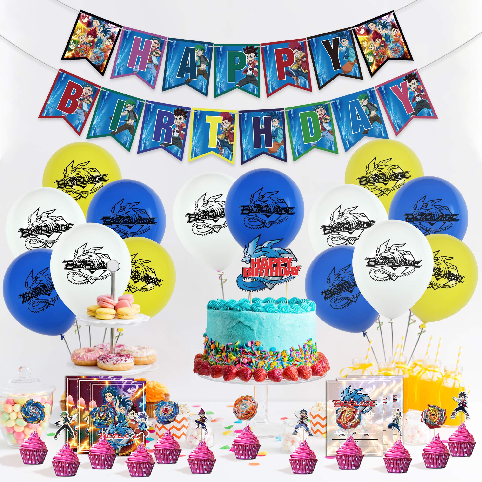 Buy Beyblade Birthday Party Supplies, Beyblade Party Decorations Kits ...