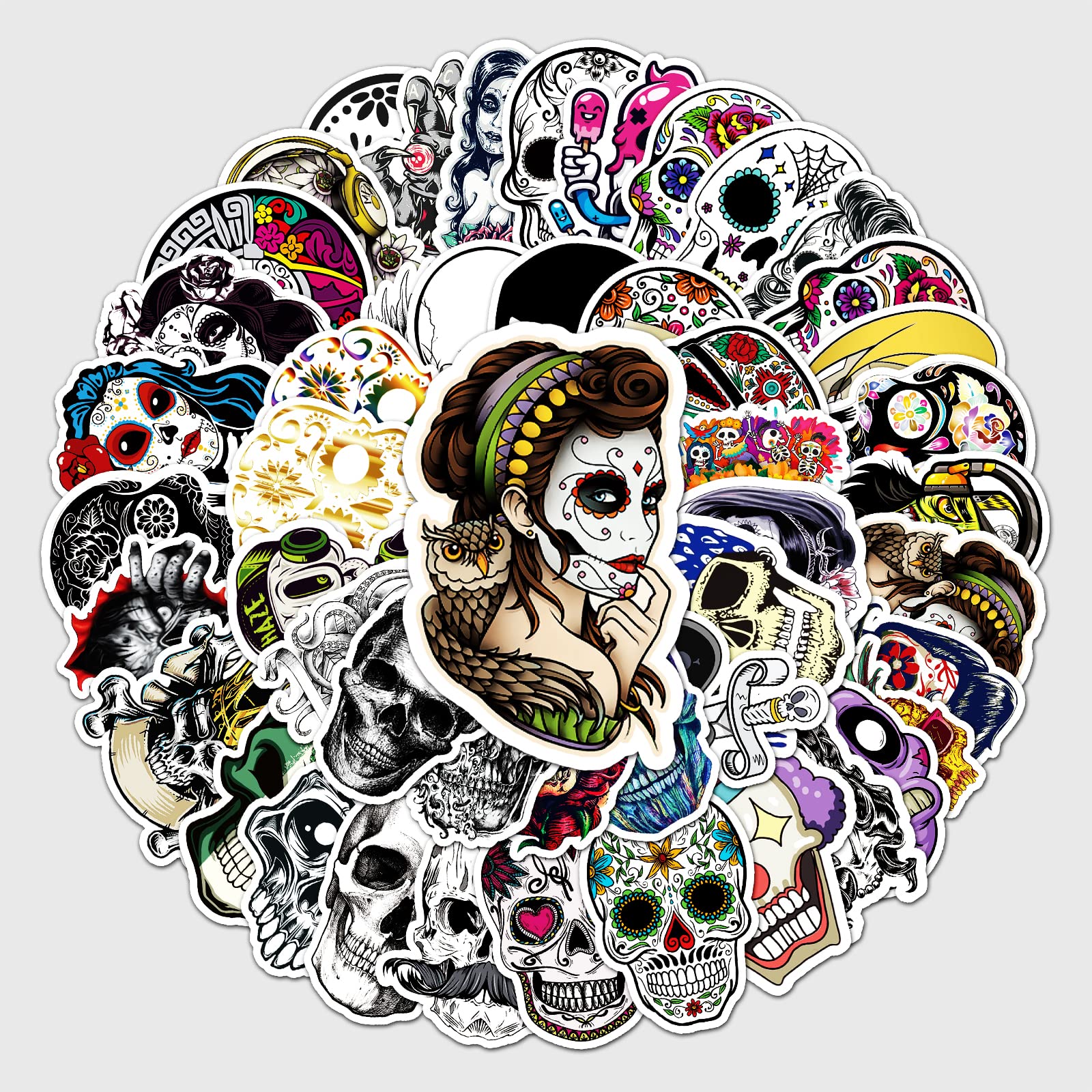 Amazon.com: Skull Stickers for Kids,50pcs Pack Waterproof Sticker for ...