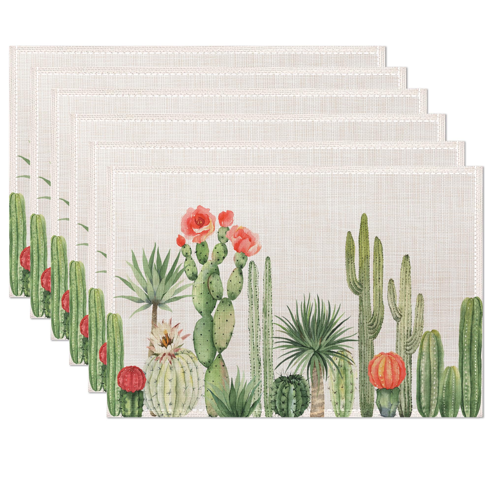 Amazon.com: Placemats,Cactus Succulent Greenery Flower Placemats 12x18 ...