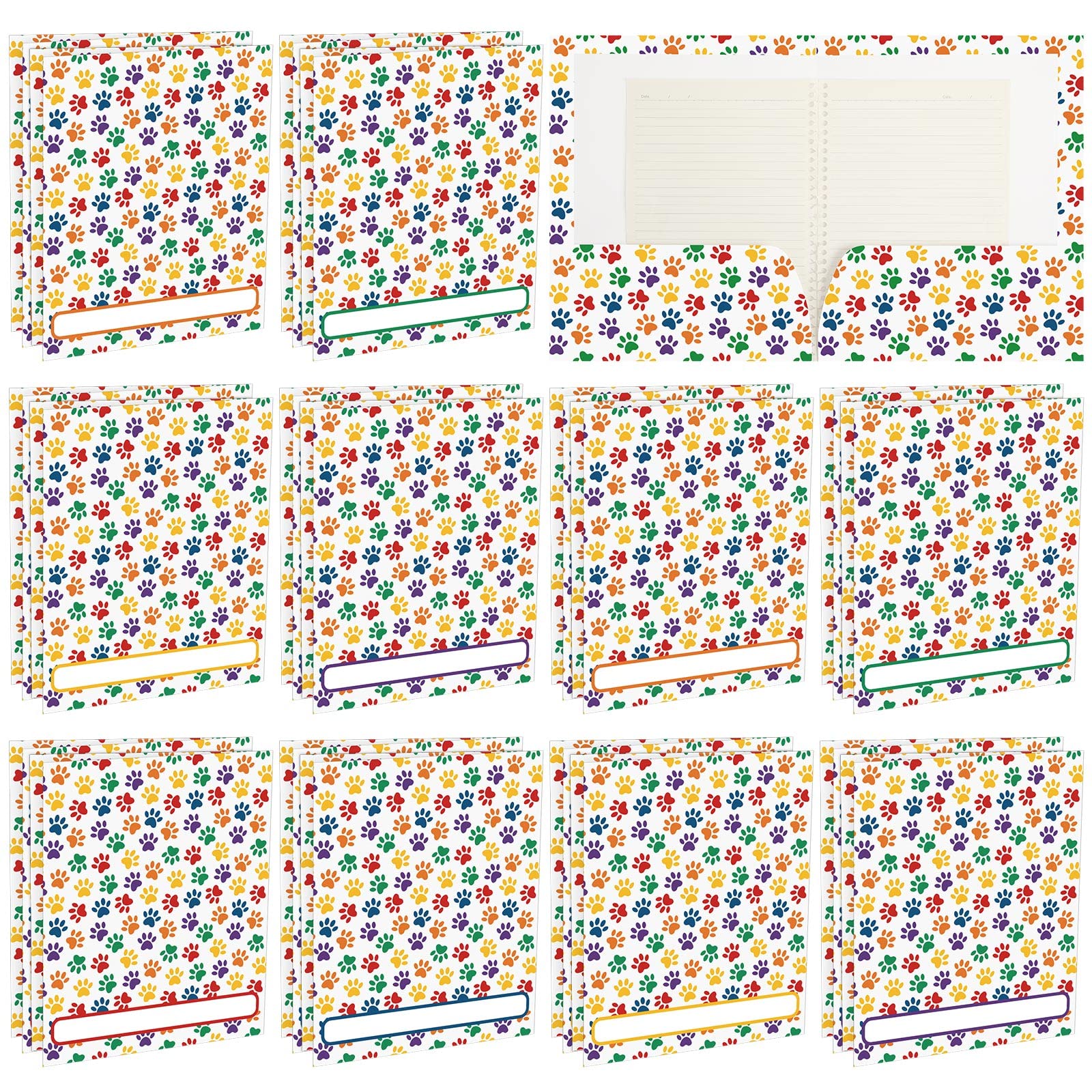 Amazon.com : 24 Pcs Dog Folders Paw Print Folders with Pocket Multi ...