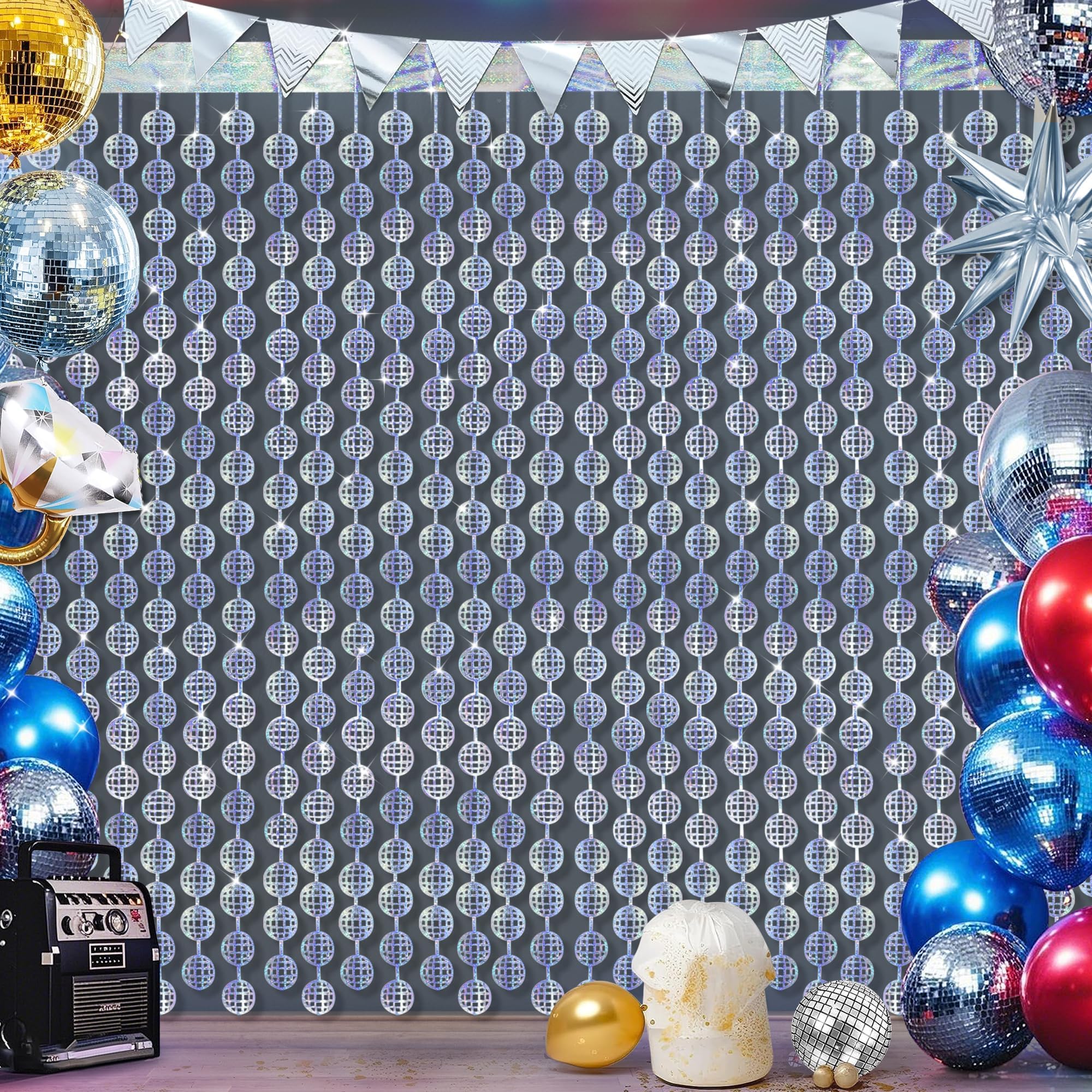 Amazon.com : Disco Party Decorations, 3 Pack Silver Disco Ball Foil ...